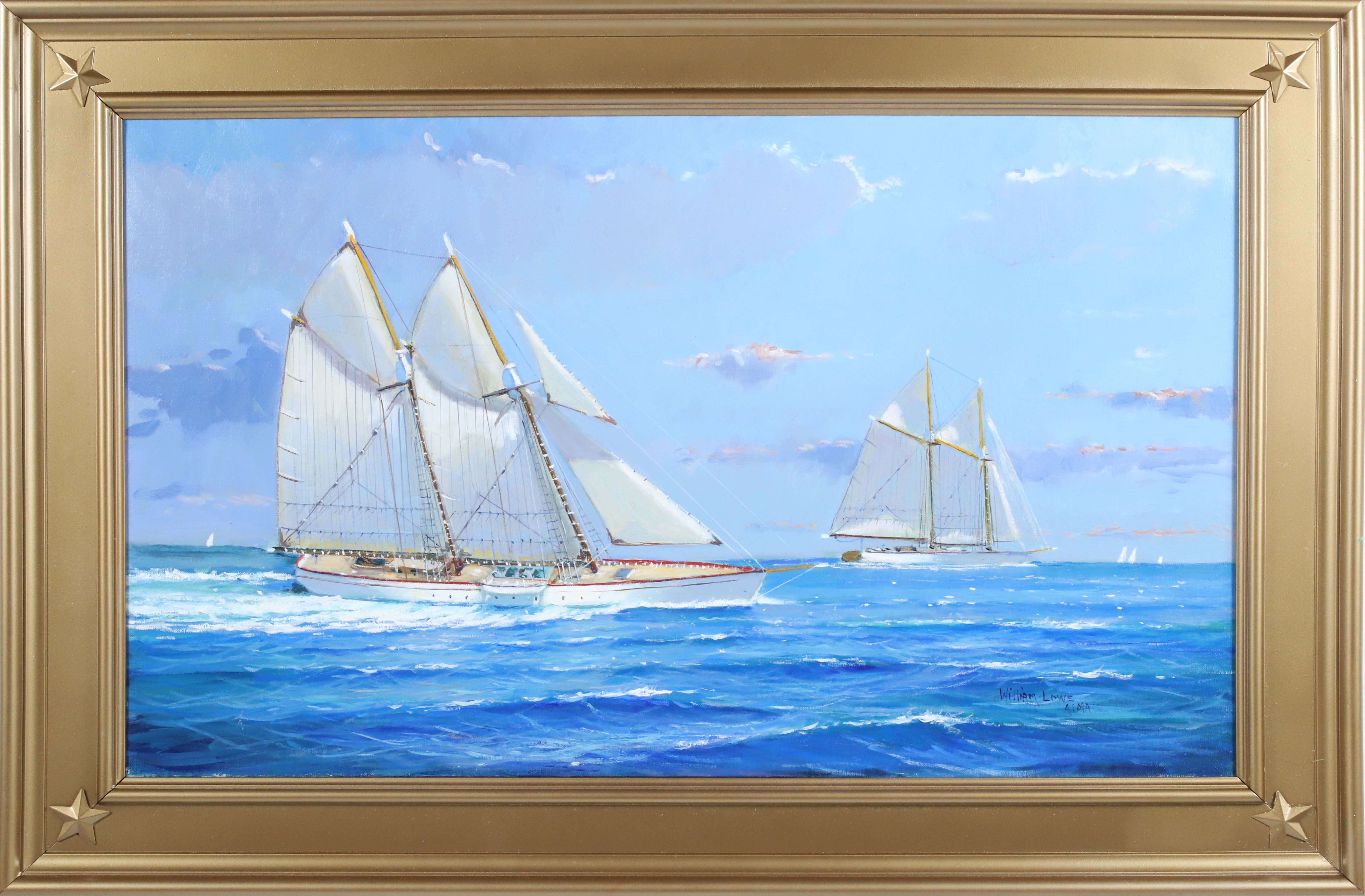 William W. Lowe Oil on Linen "Schooners at Sea" - Rafael Osona Auctions ...