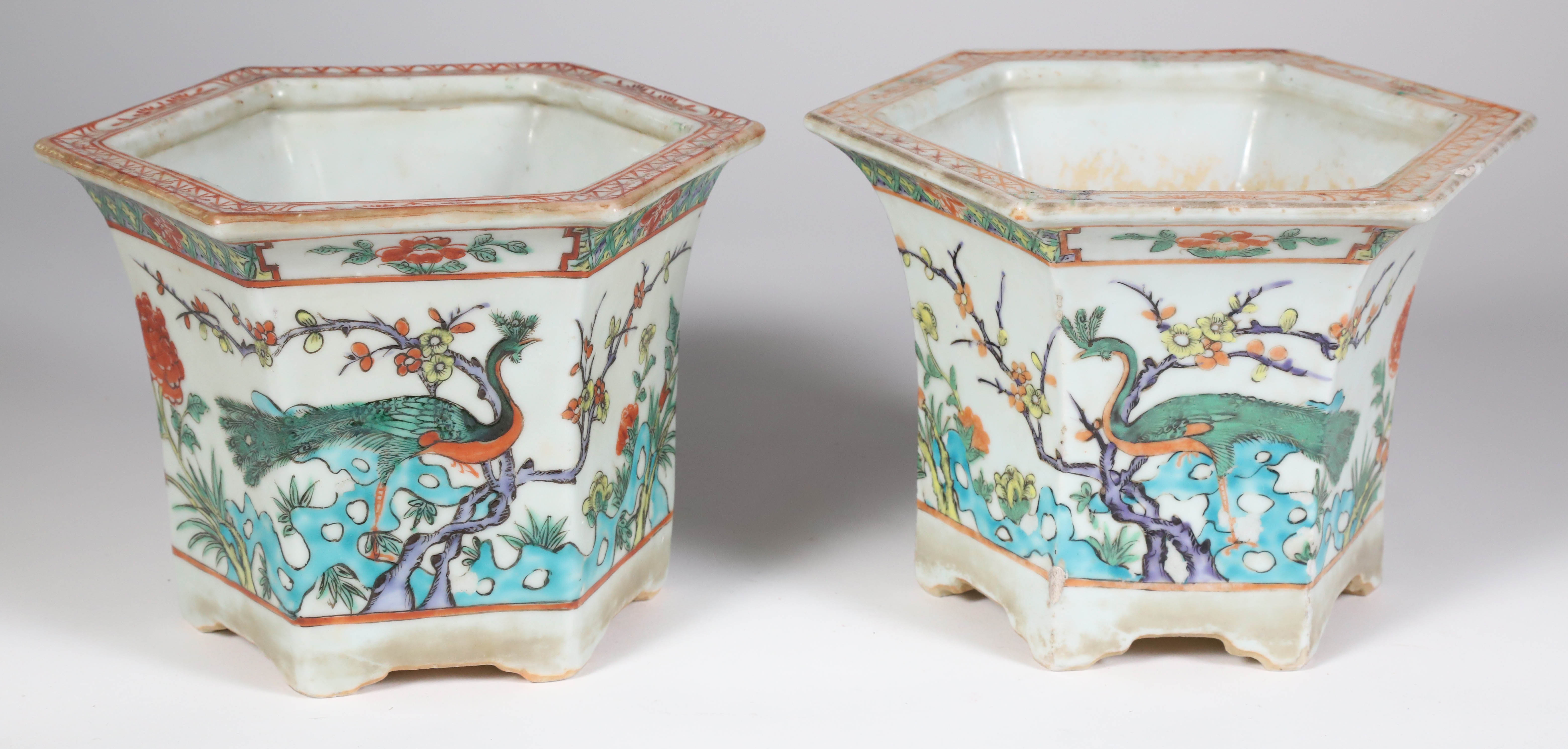 Pair of Chinese Famille Verte Cache Pots Early 20th Century - Pair of Chinese Famille Verte ...