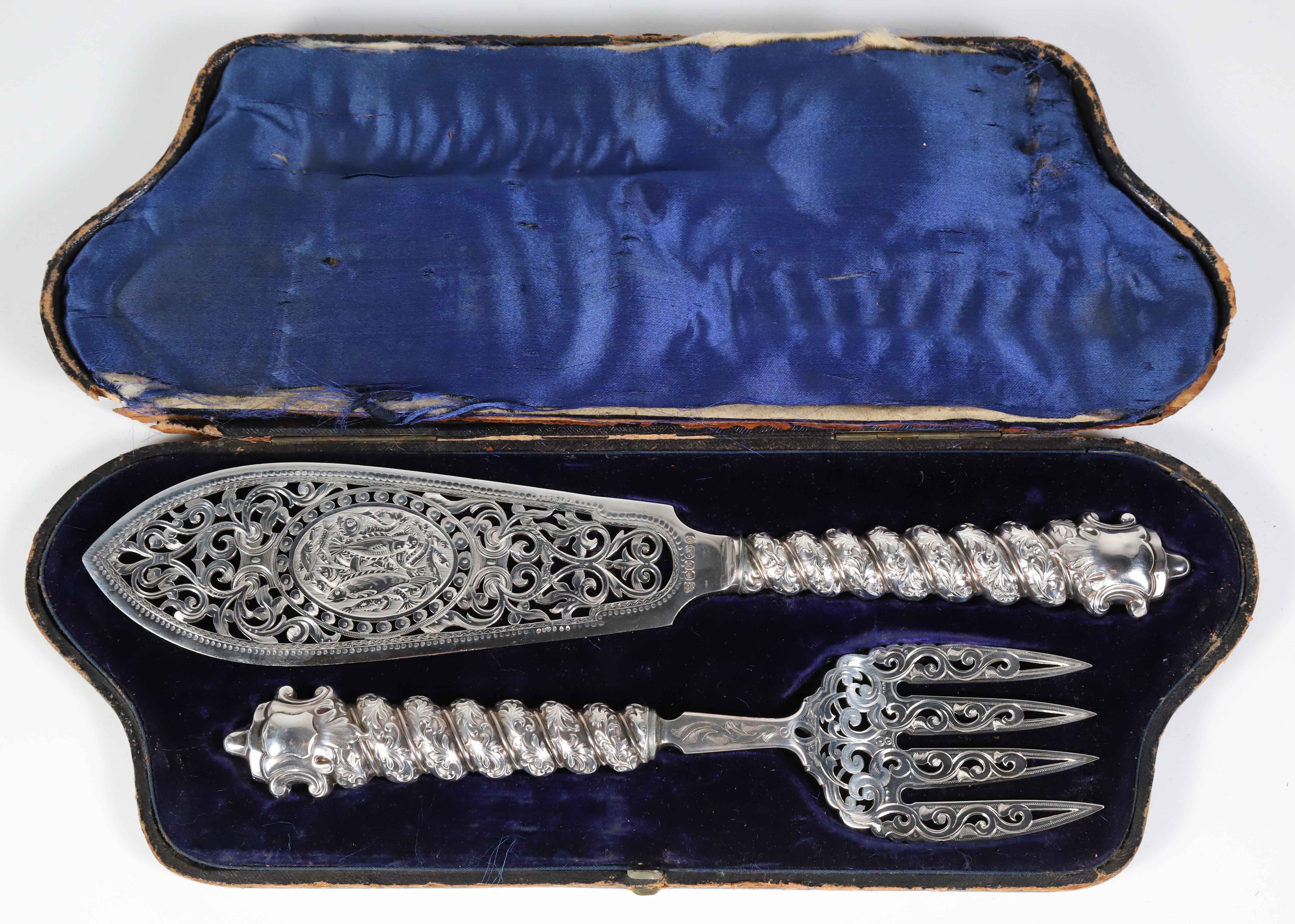 English Sterling Silver Two-Piece Fish Servers - Antique English ...