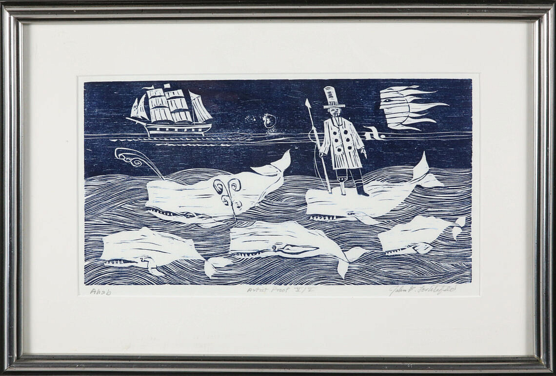 John F. Lochtefeld Artist Proof #V/V Woodcut "Ahab" - John F ...
