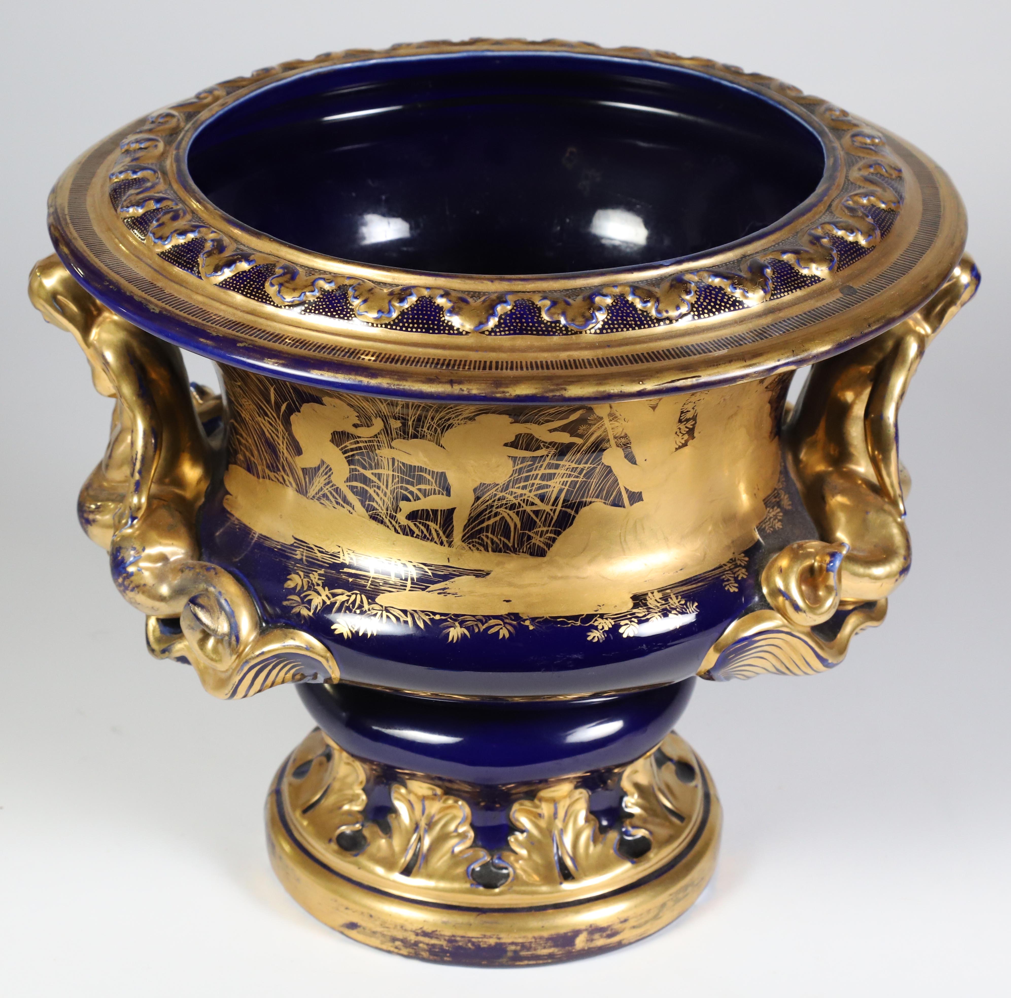 Mason's Cobalt Blue and Gilt Decorated Porcelain Fruit Cooler circa ...