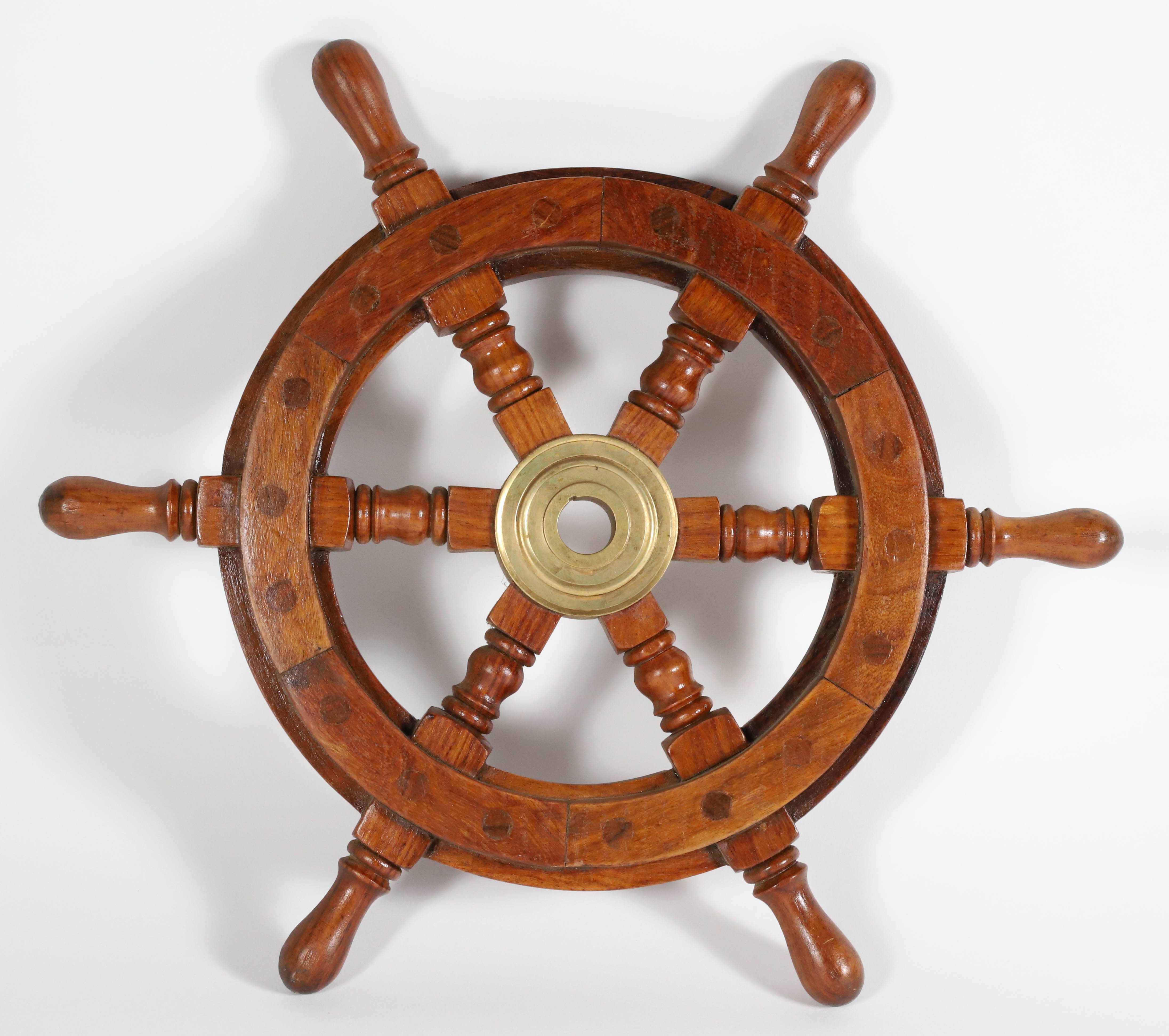 Miniature Mahogany and Brass Six Spoke Ship's Wheel - Miniature ...