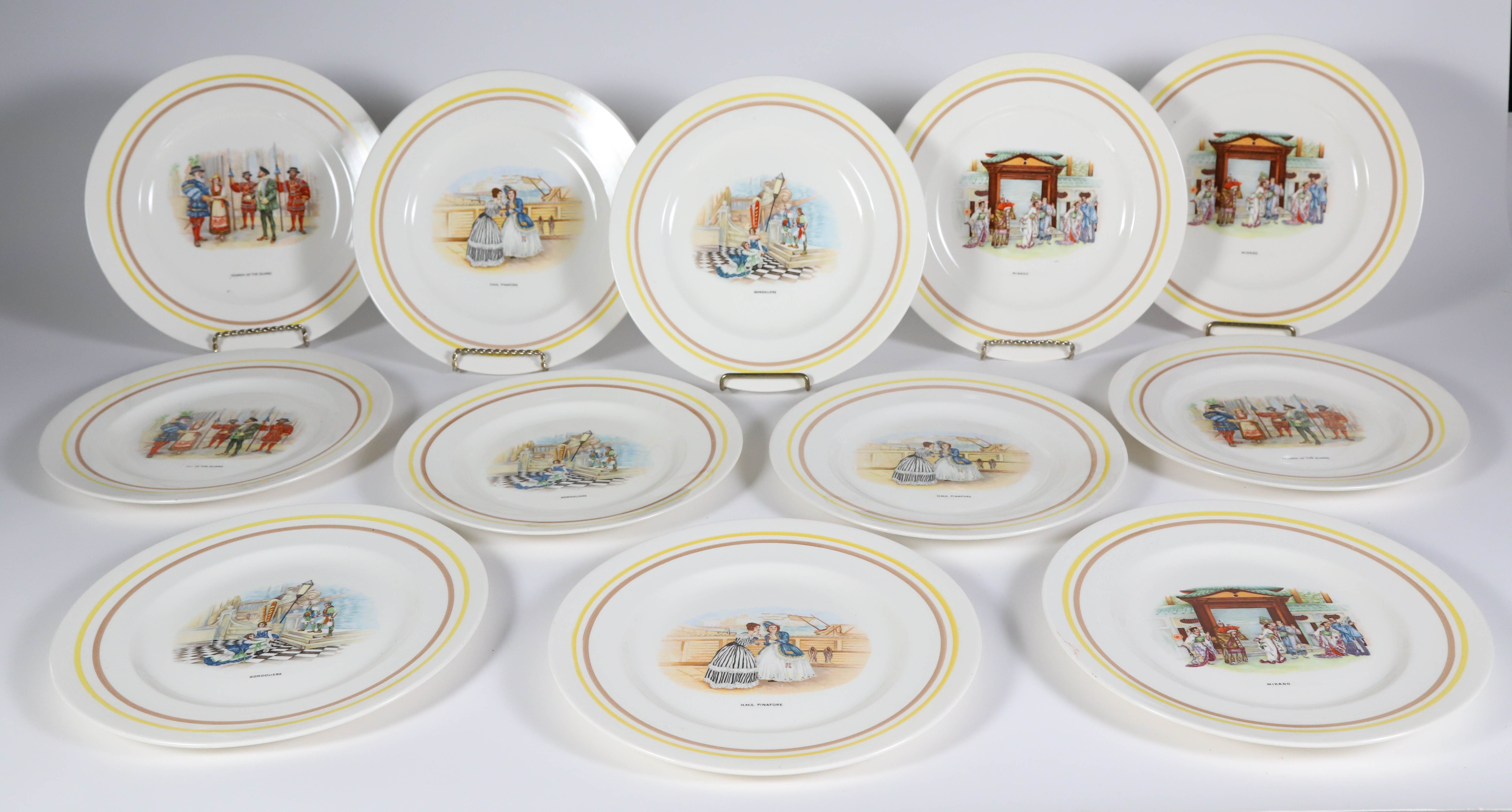 Set of Twelve Portland Pottery Cobridge England Theatrical Plates - Set ...