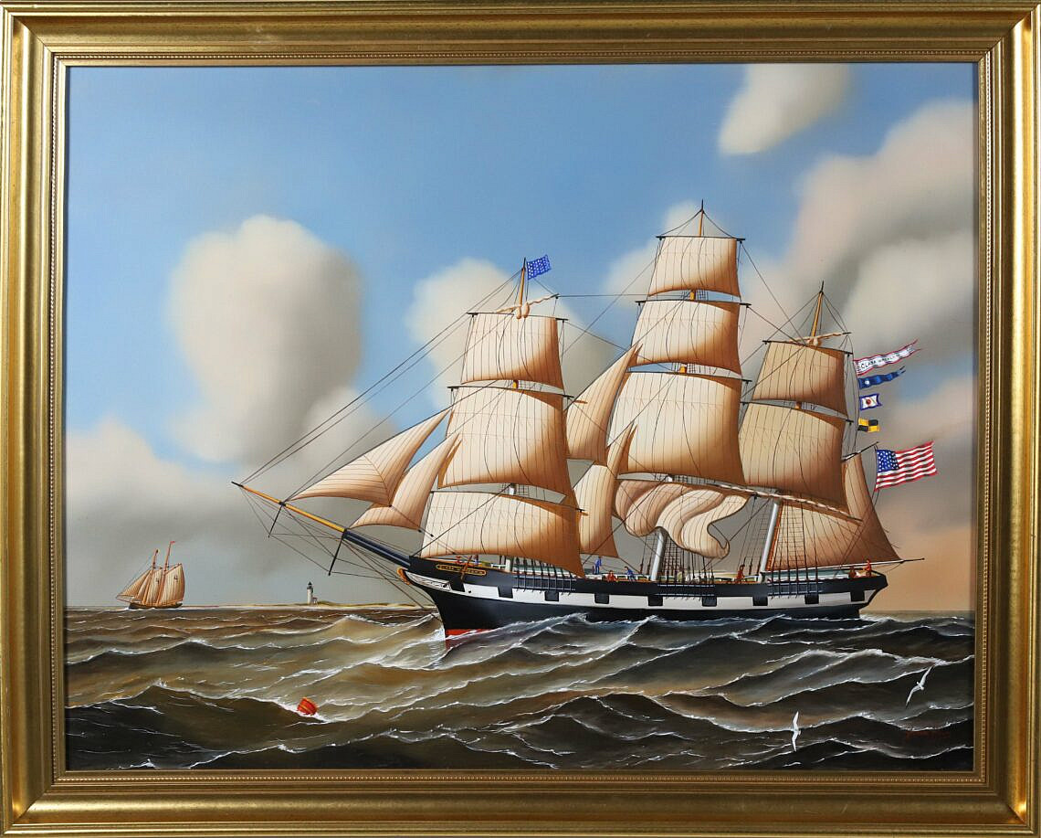 Jerome Howes Oil on Masonite "American Clipper Clara Wheeler" - Jerome ...
