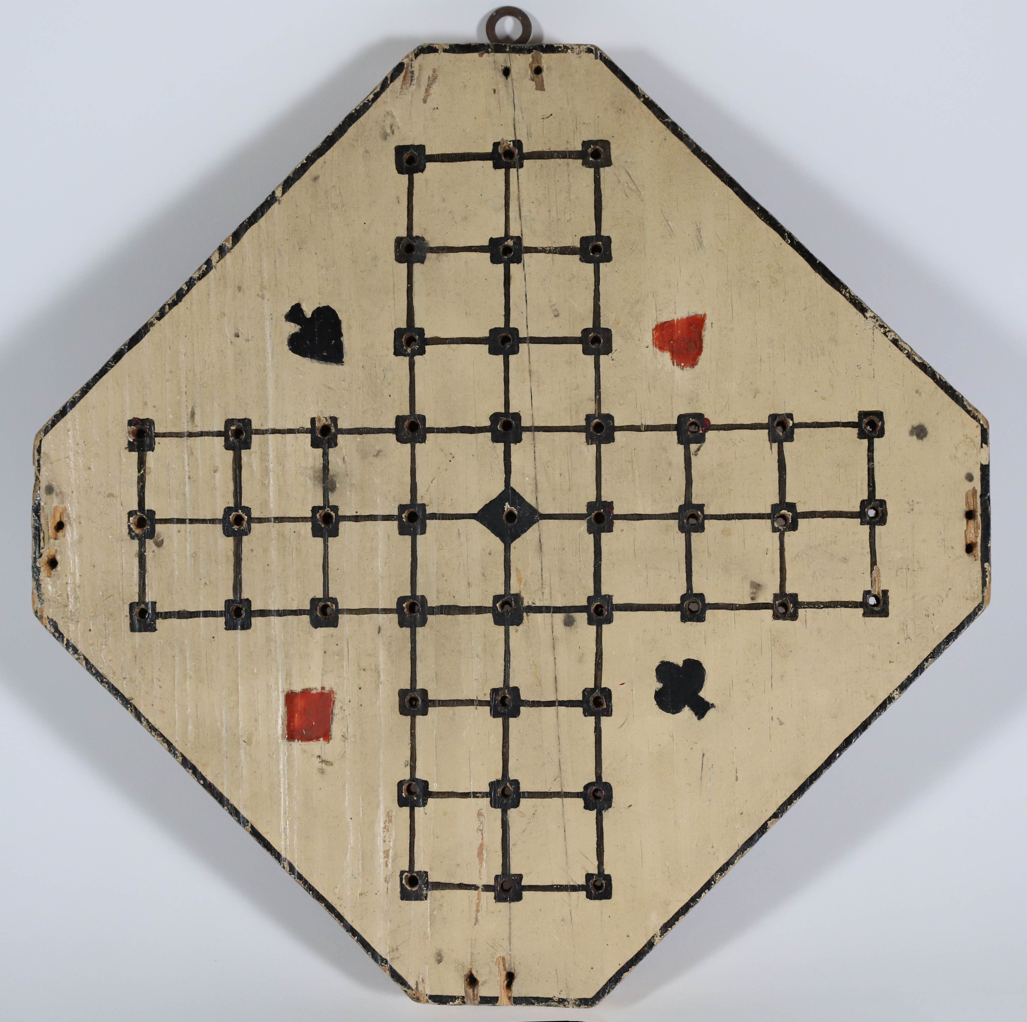 Folk Art Paint Decorated Cribbage Board circa 1910-1930 - Folk Art ...