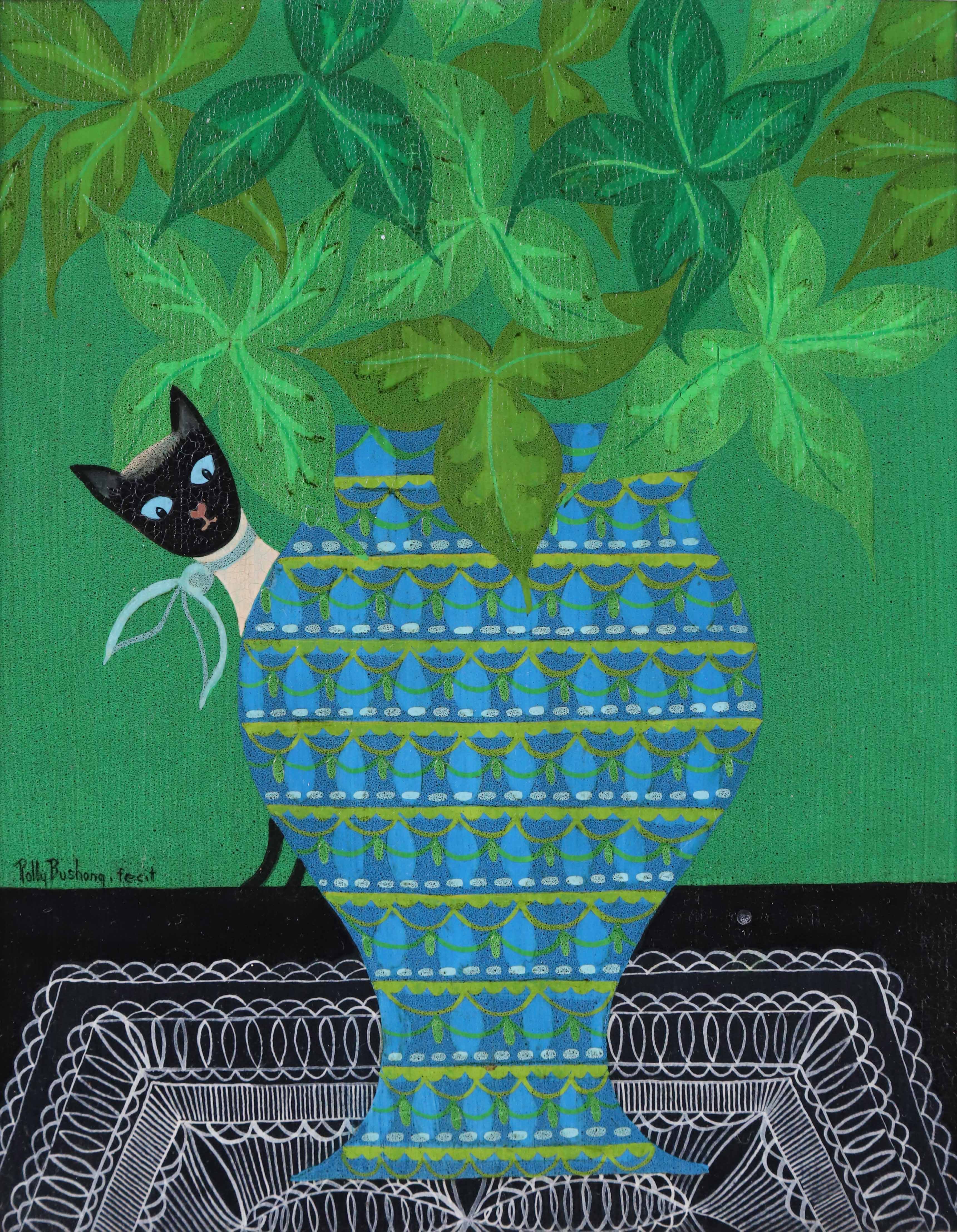 Polly Bushong Oil on Board "Siamese Cat" - Polly Bushong Oil on Board ...