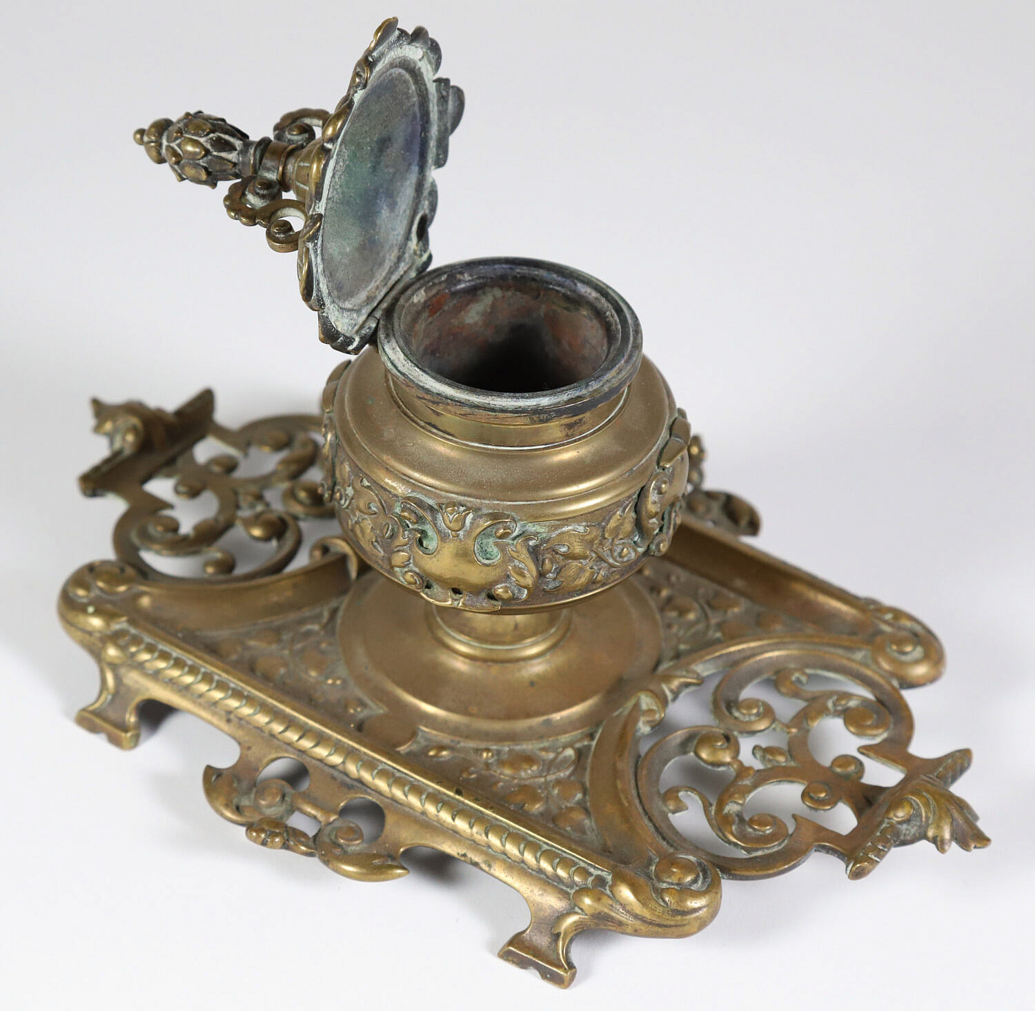 Vintage Brass Repousse Inkstand - Rafael Osona Auctions Nantucket, MA