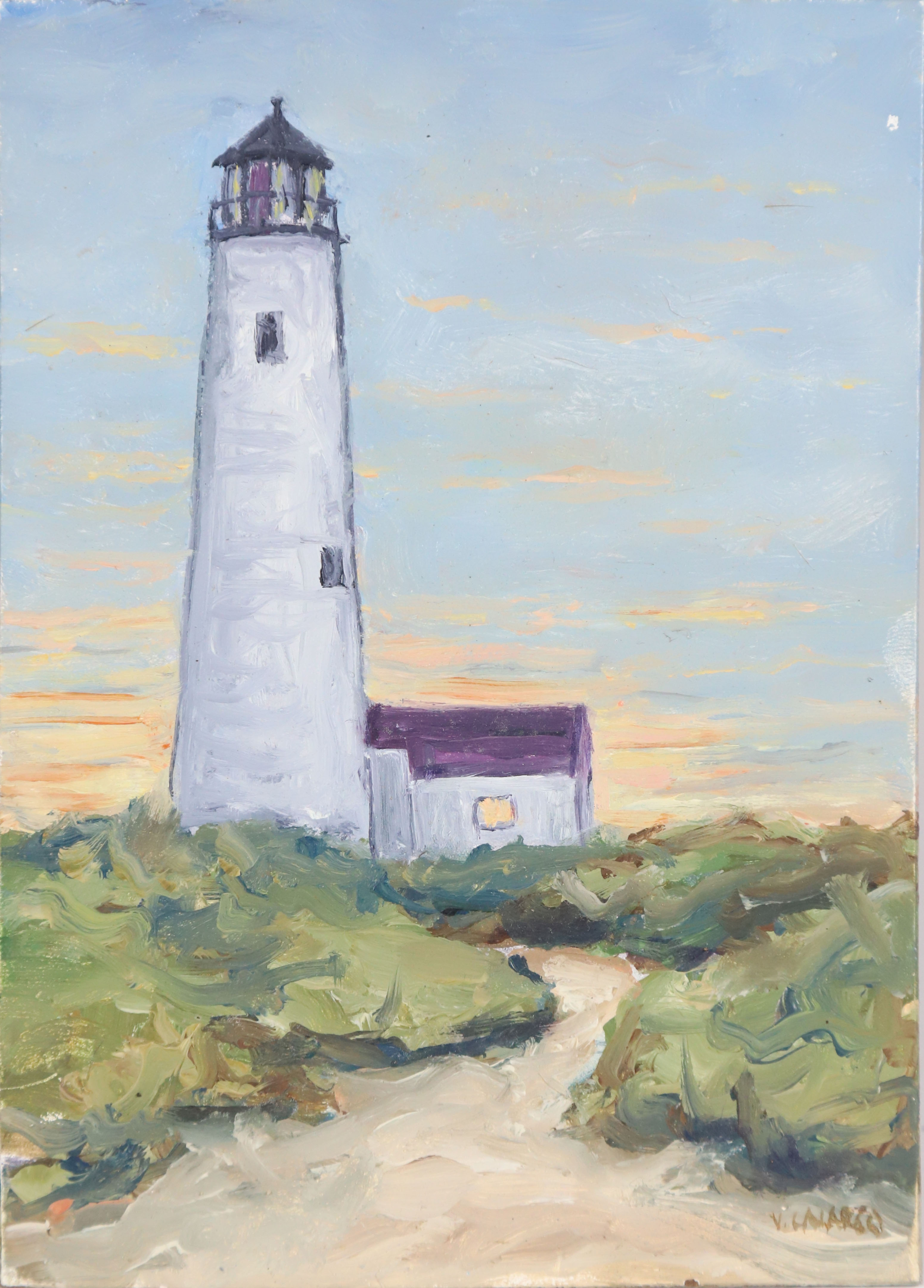 Vincent Calarco Oil On Board Miniature "Sunset at Great Point ...