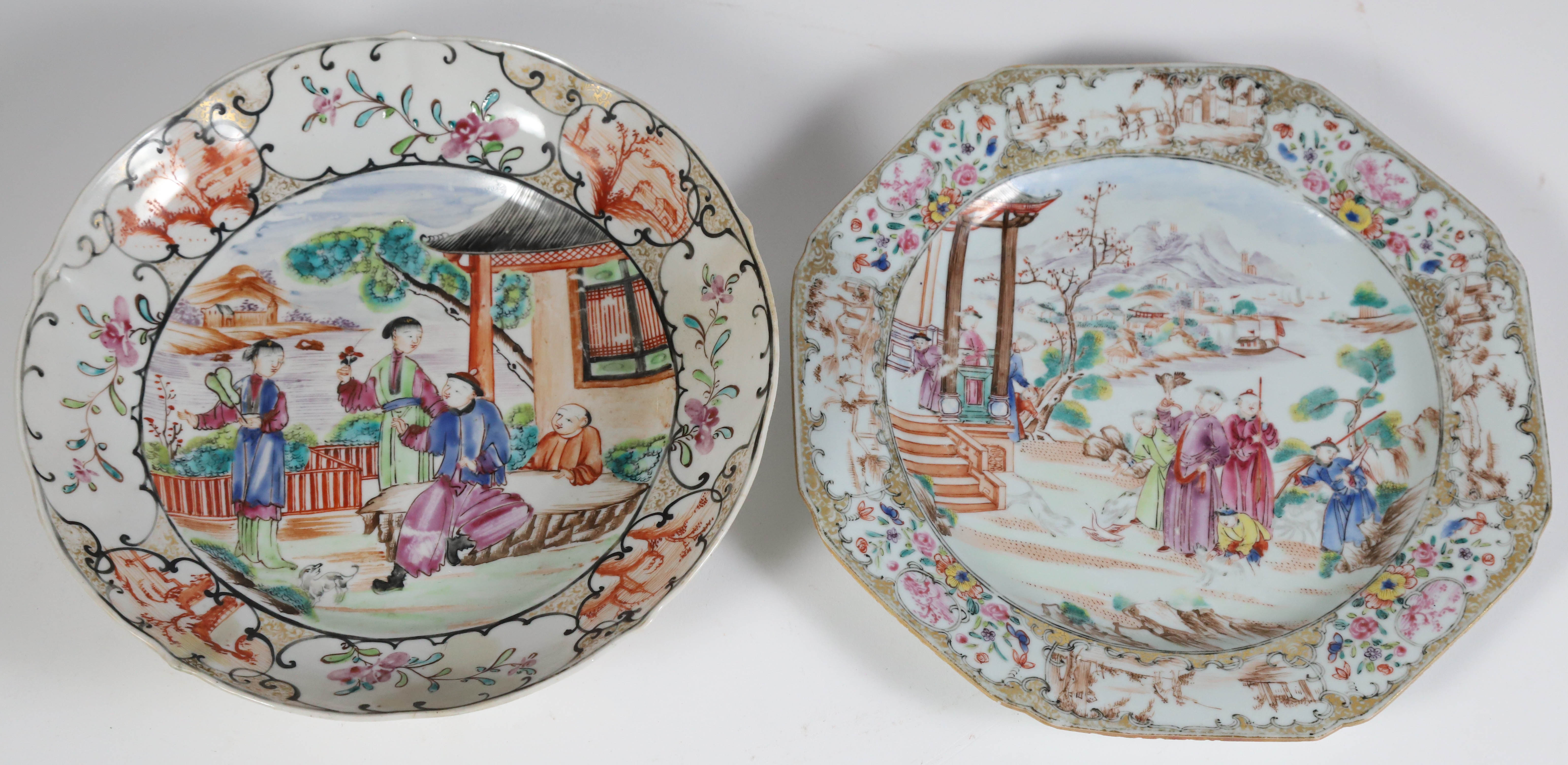 Chinese Export Mandarin Plate and Shallow Bowl 18th Century - Chinese ...