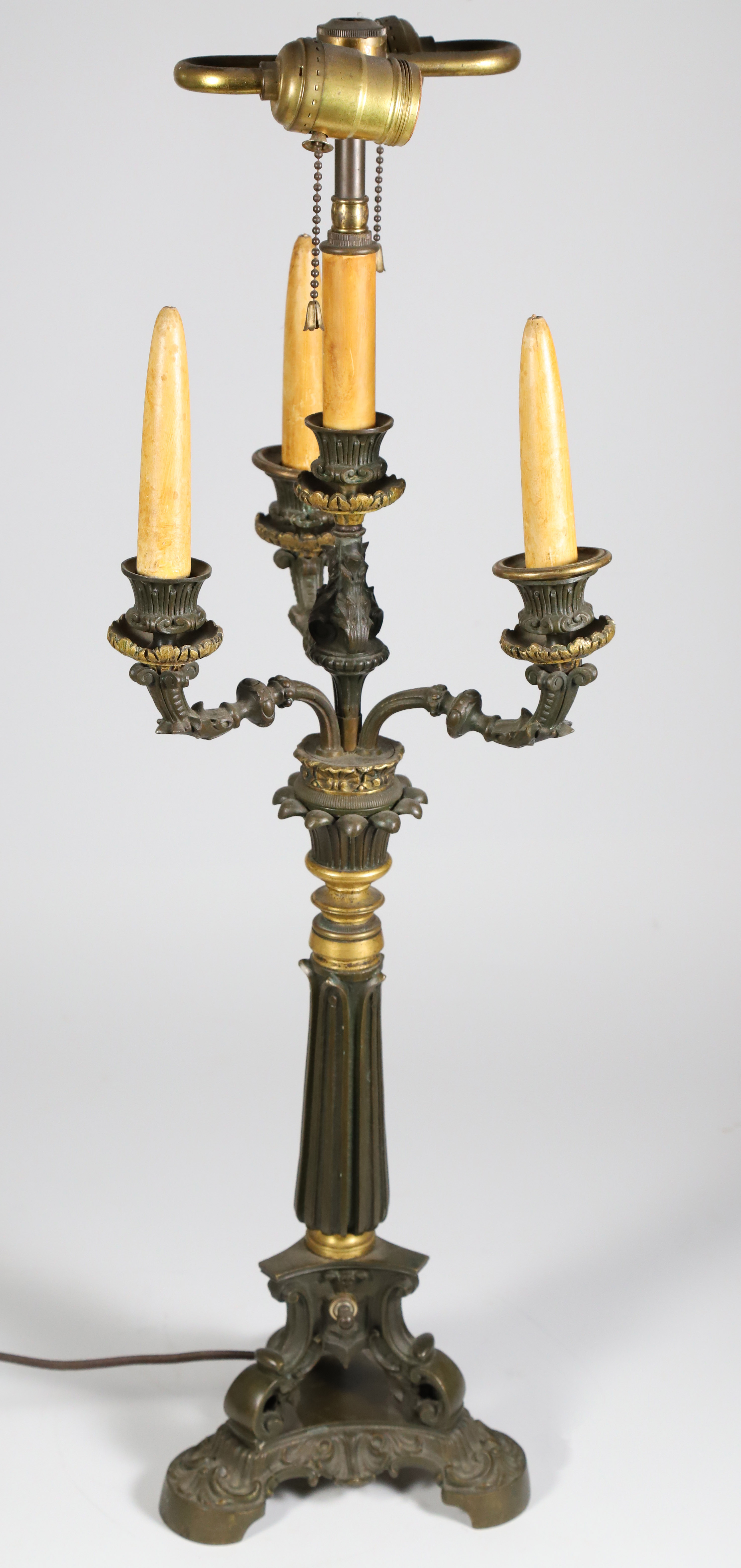 French Empire Two Tone Patina Bronze Candelabra Lamp 19th Century ...