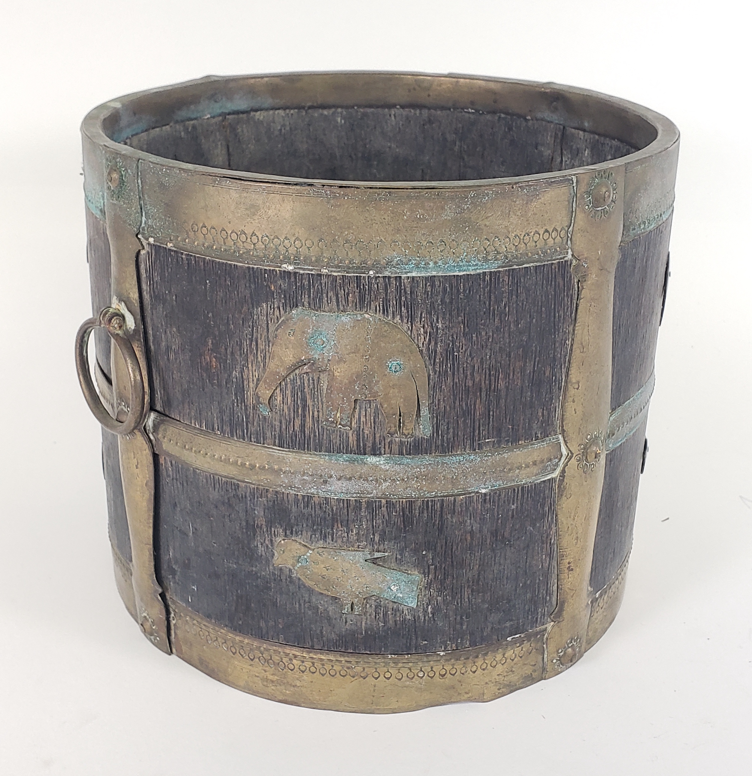 Brass Bound Oak Bucket Barrel - Vintage Brass Bound Oak Bucket Barrel ...