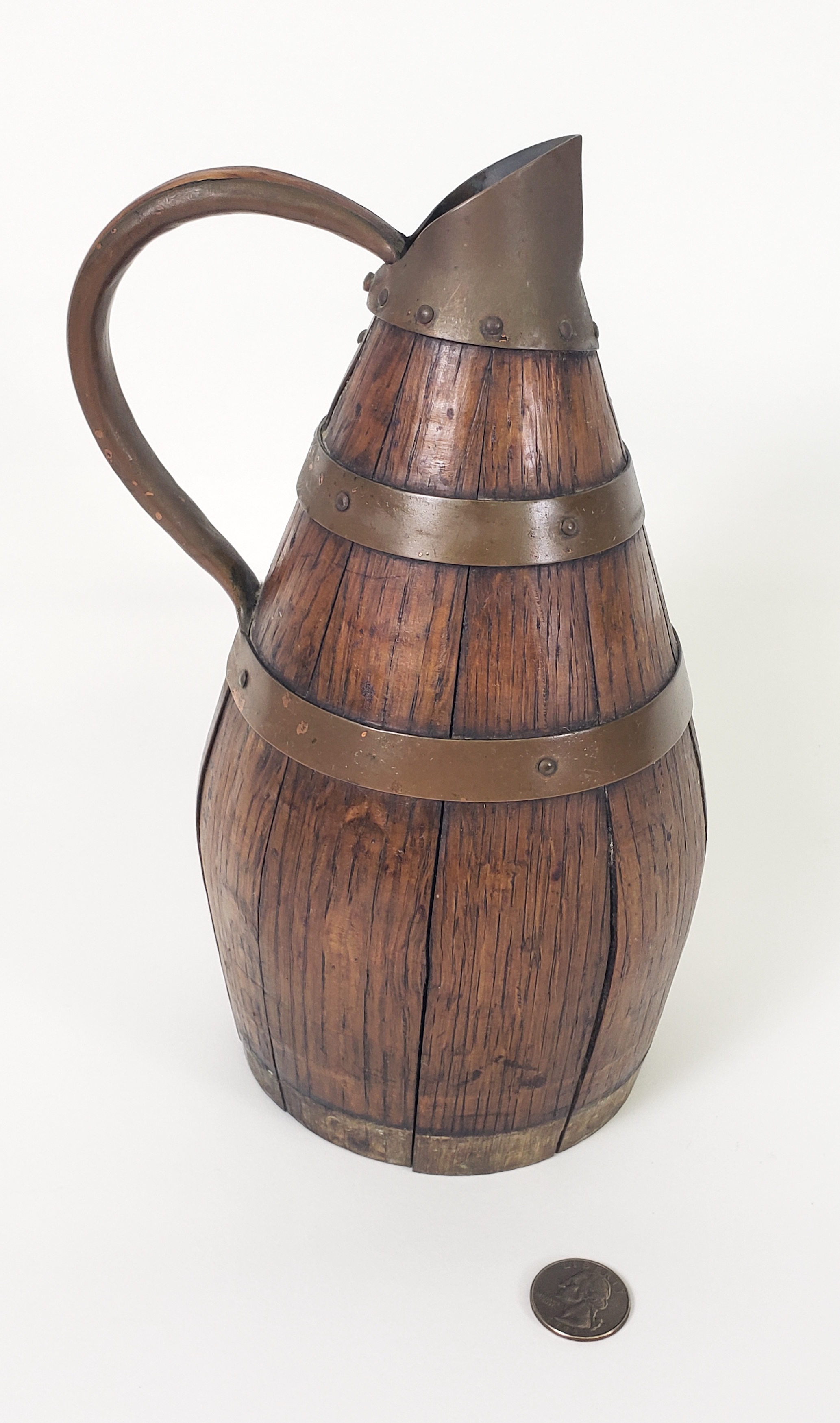 Antique English Oak Cider Pitcher - Antique English Oak Copper Bound ...