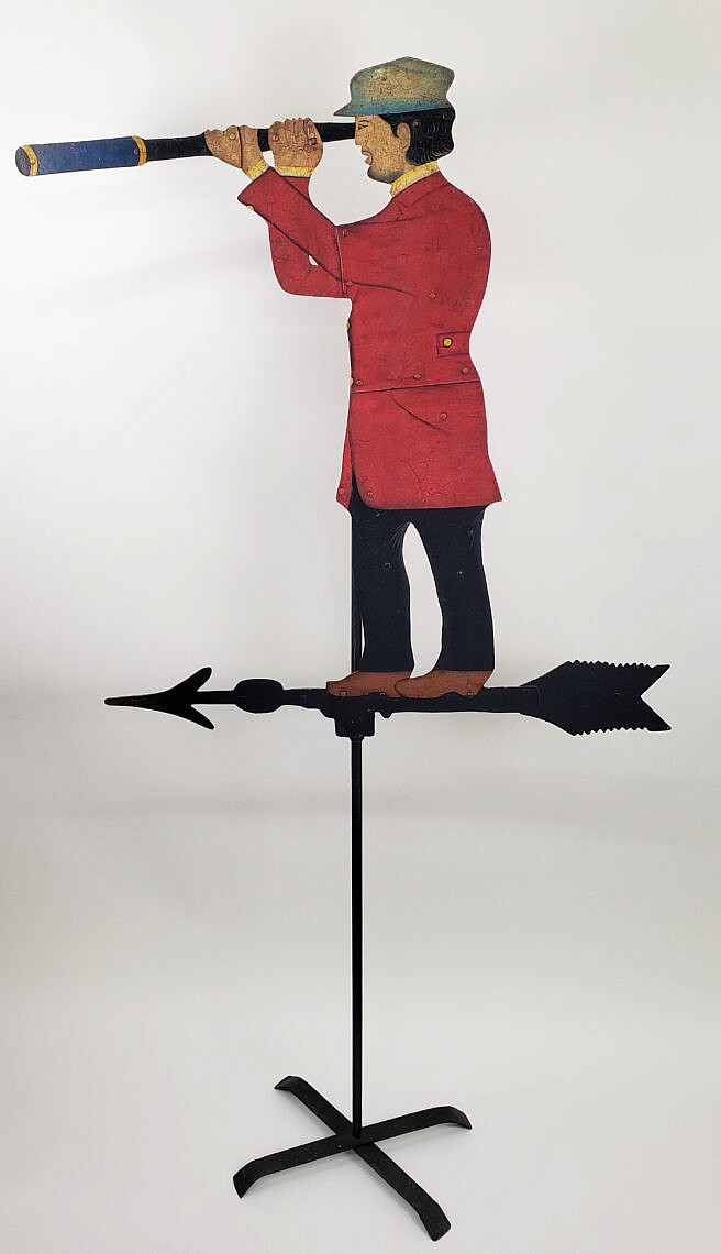 Sea Captain Folk Art Weathervane - Sheet Metal Sea Captain and Spyglass ...