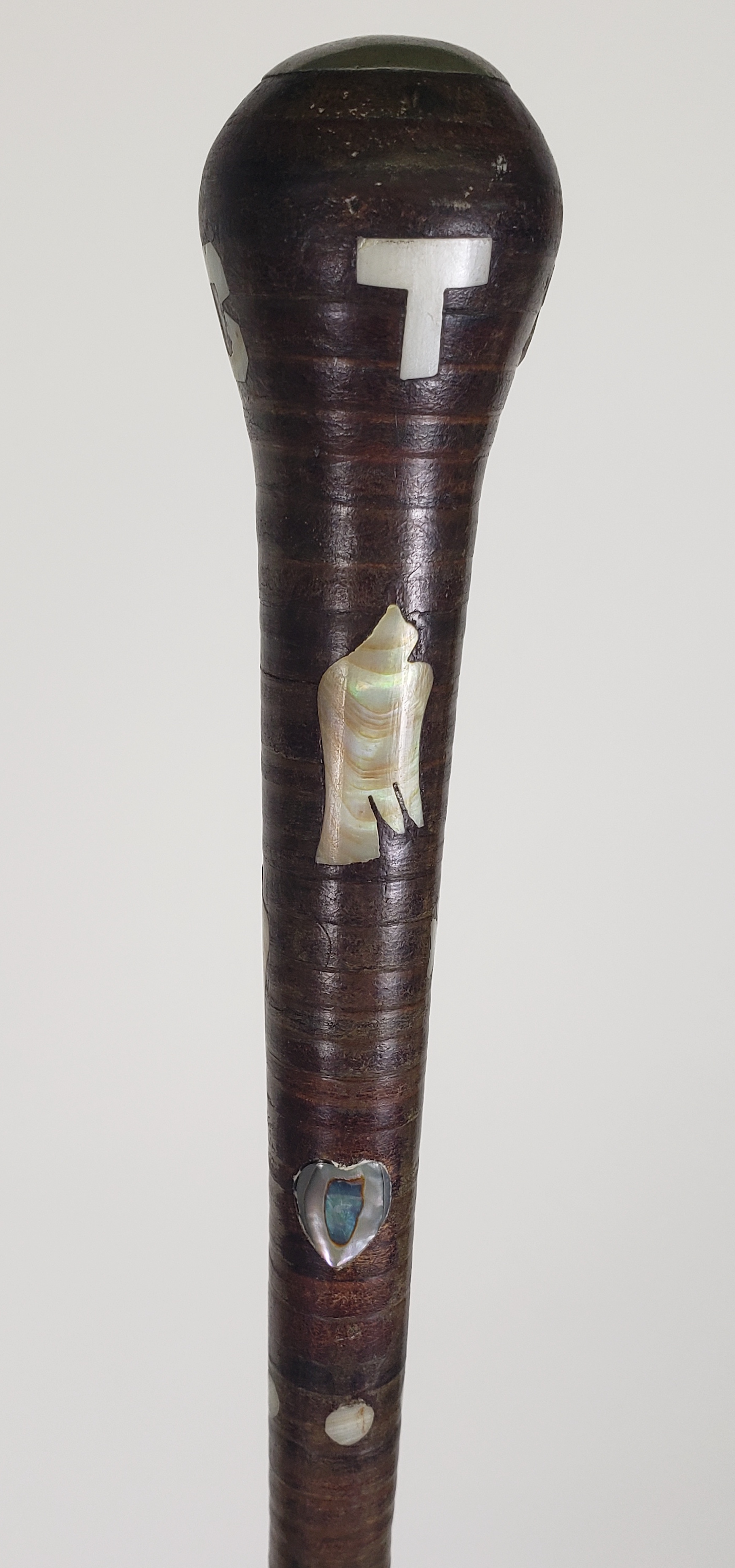 Vintage Mother of Pearl Inlaid Walking Stick - Antique Mother of Pearl ...