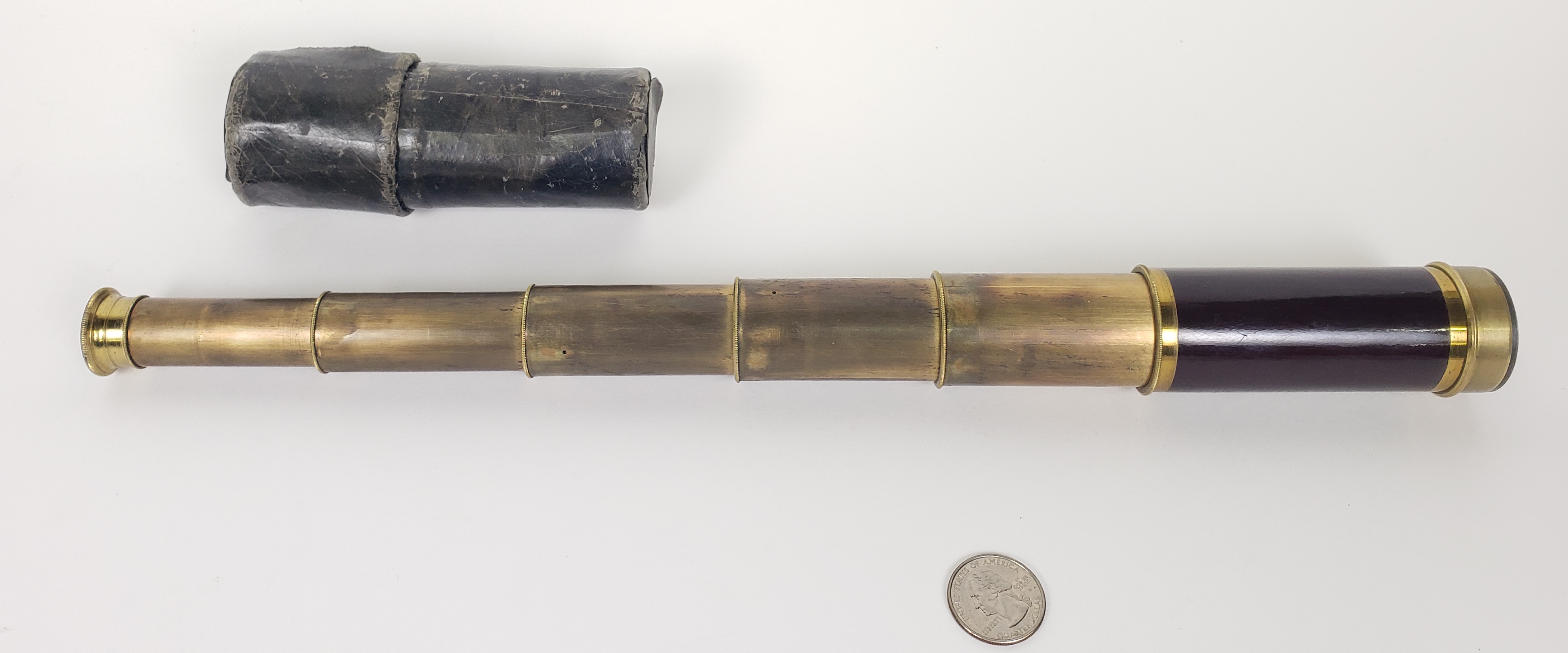 Antique Brass and Mahogany Spyglass - Antique Five-Draw Brass and ...