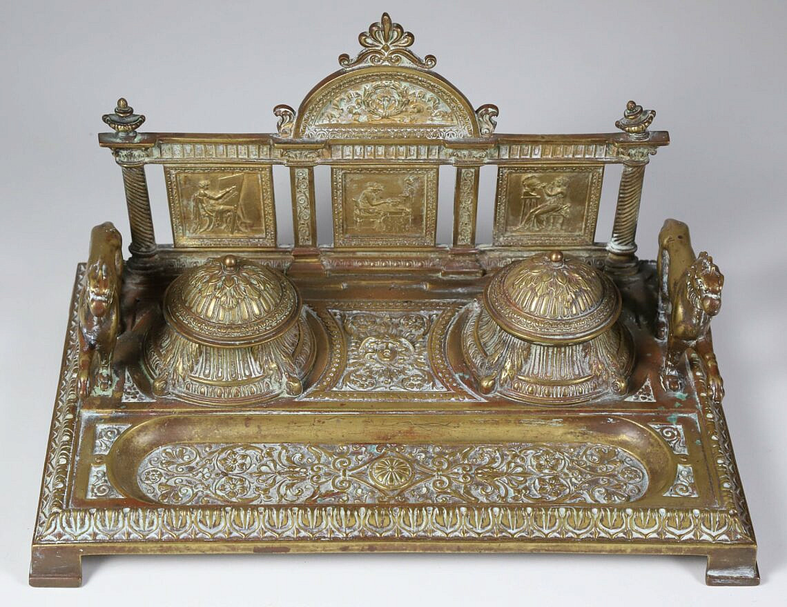 Continental Bronze Ink Stand 19th Century - Continental Bronze Ink ...