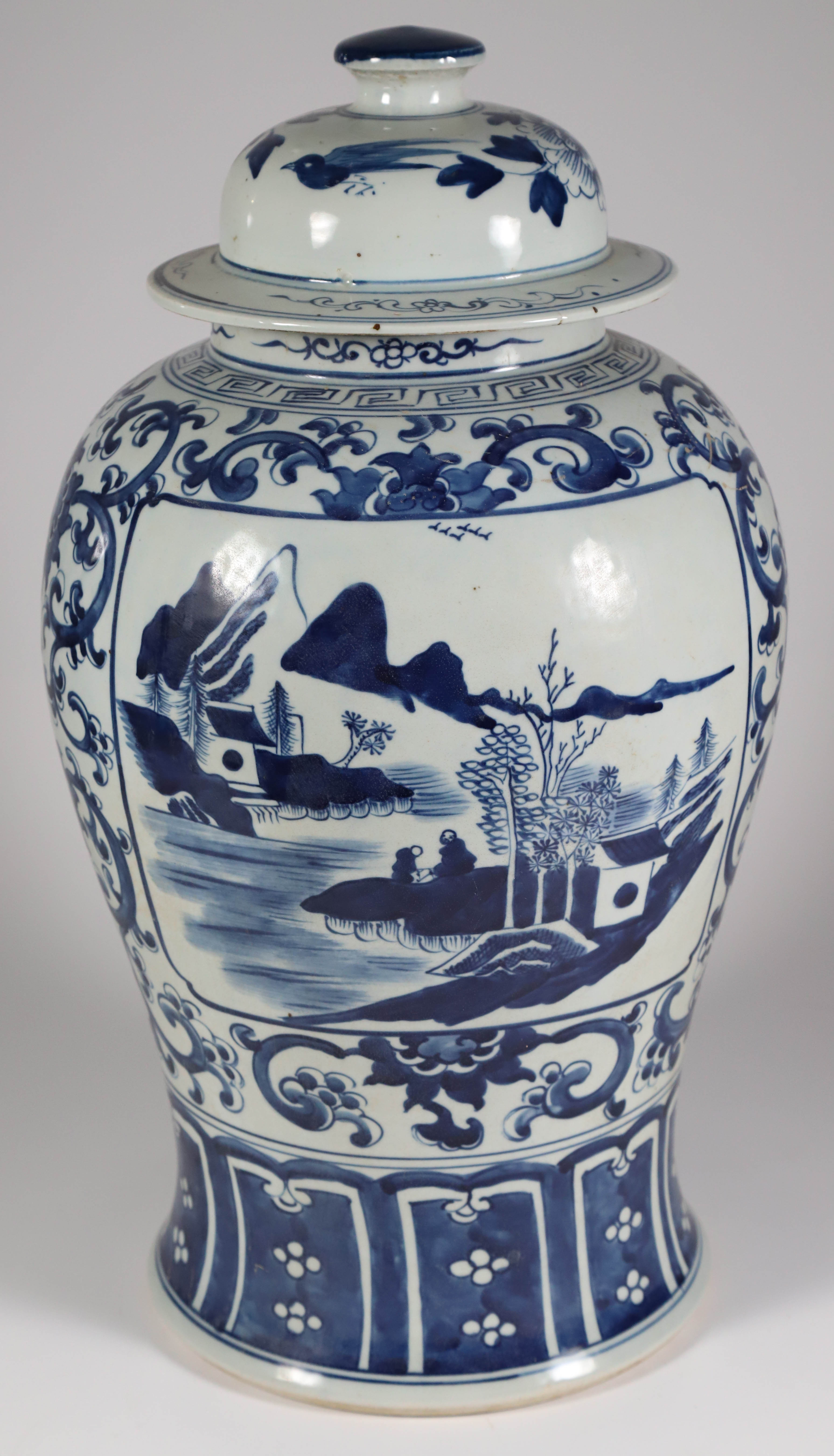 Chinese Blue and White Porcelain Covered Temple Jar - Chinese Blue and ...