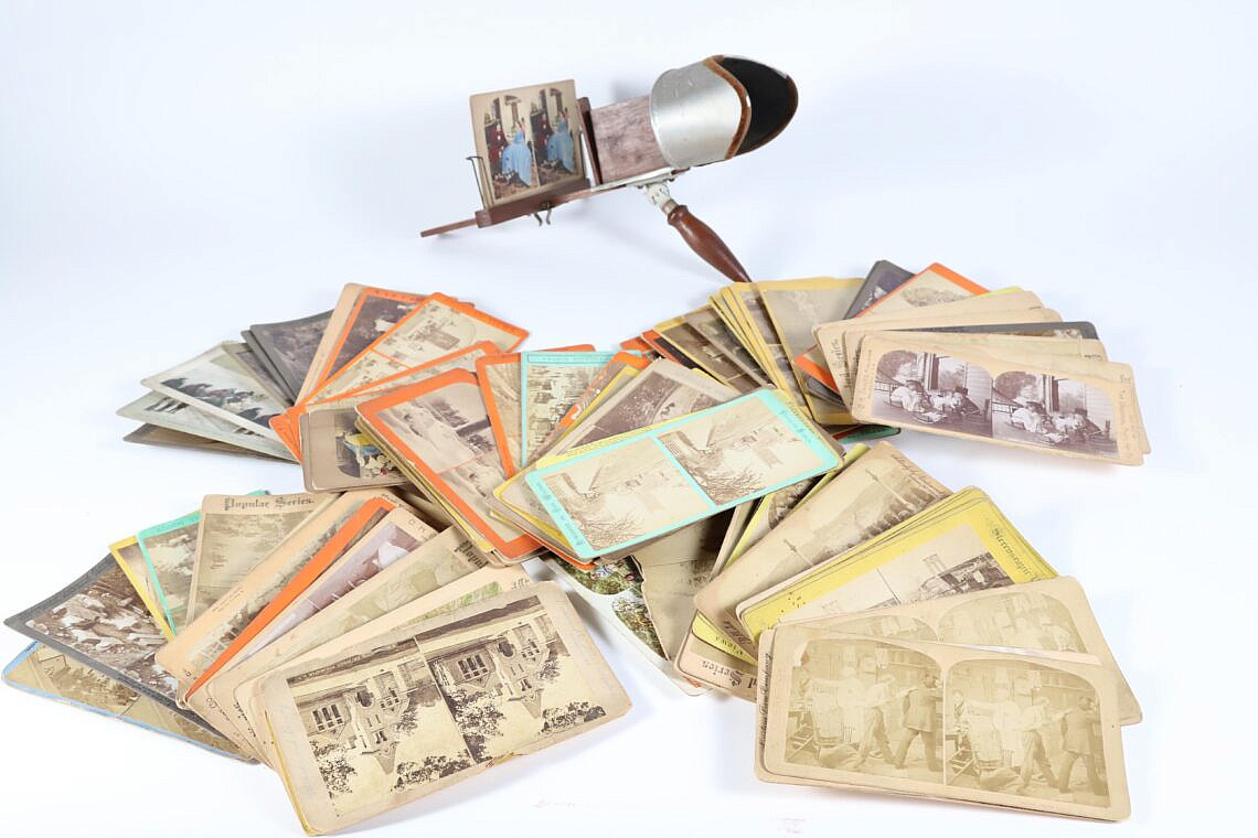 Collection of 19th Century Stereoptic Cards and Viewer - Collection of ...