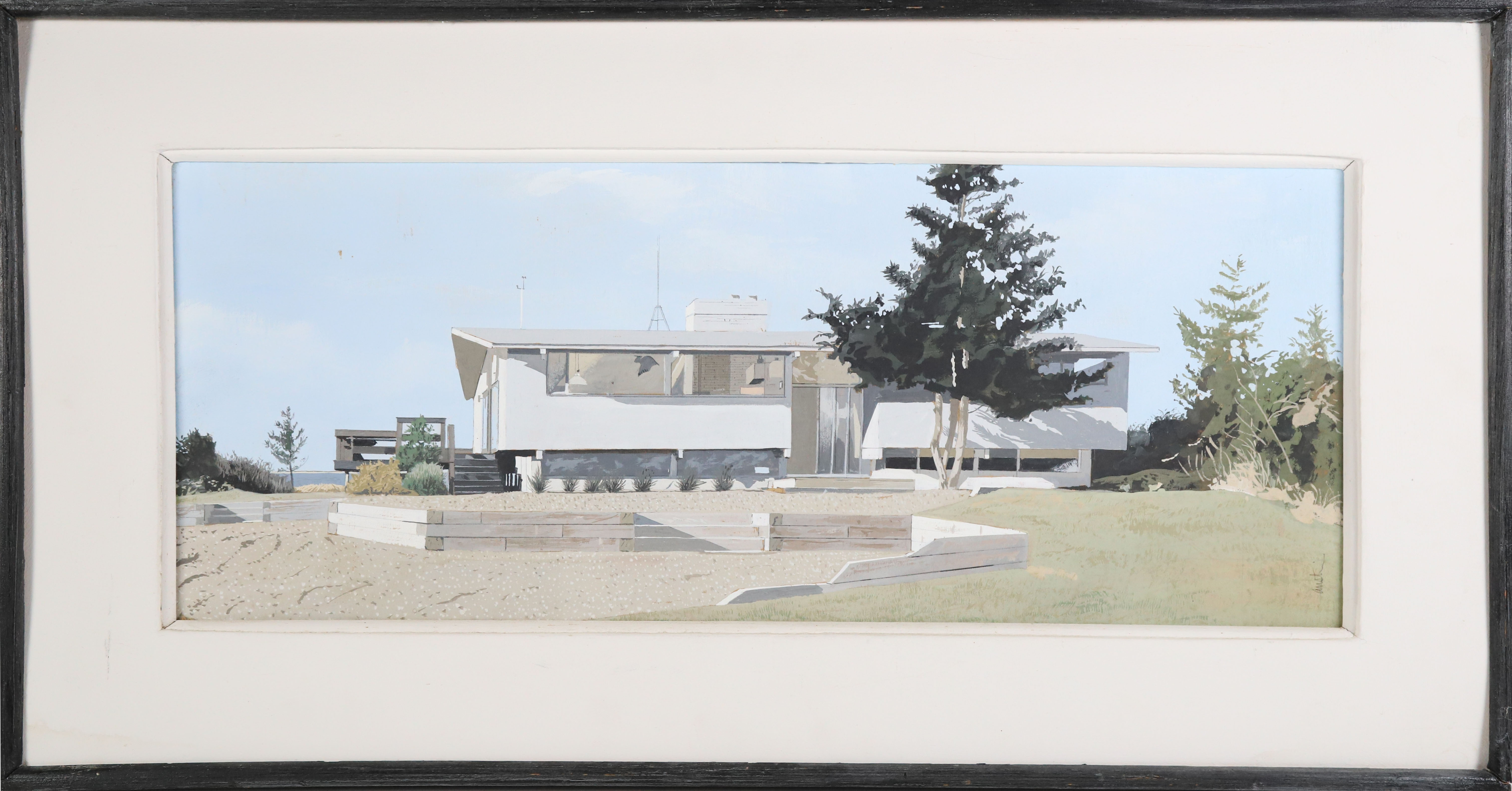 John Austin (American 1918-2001) Tempera on Board "Nantucket Modernist ...