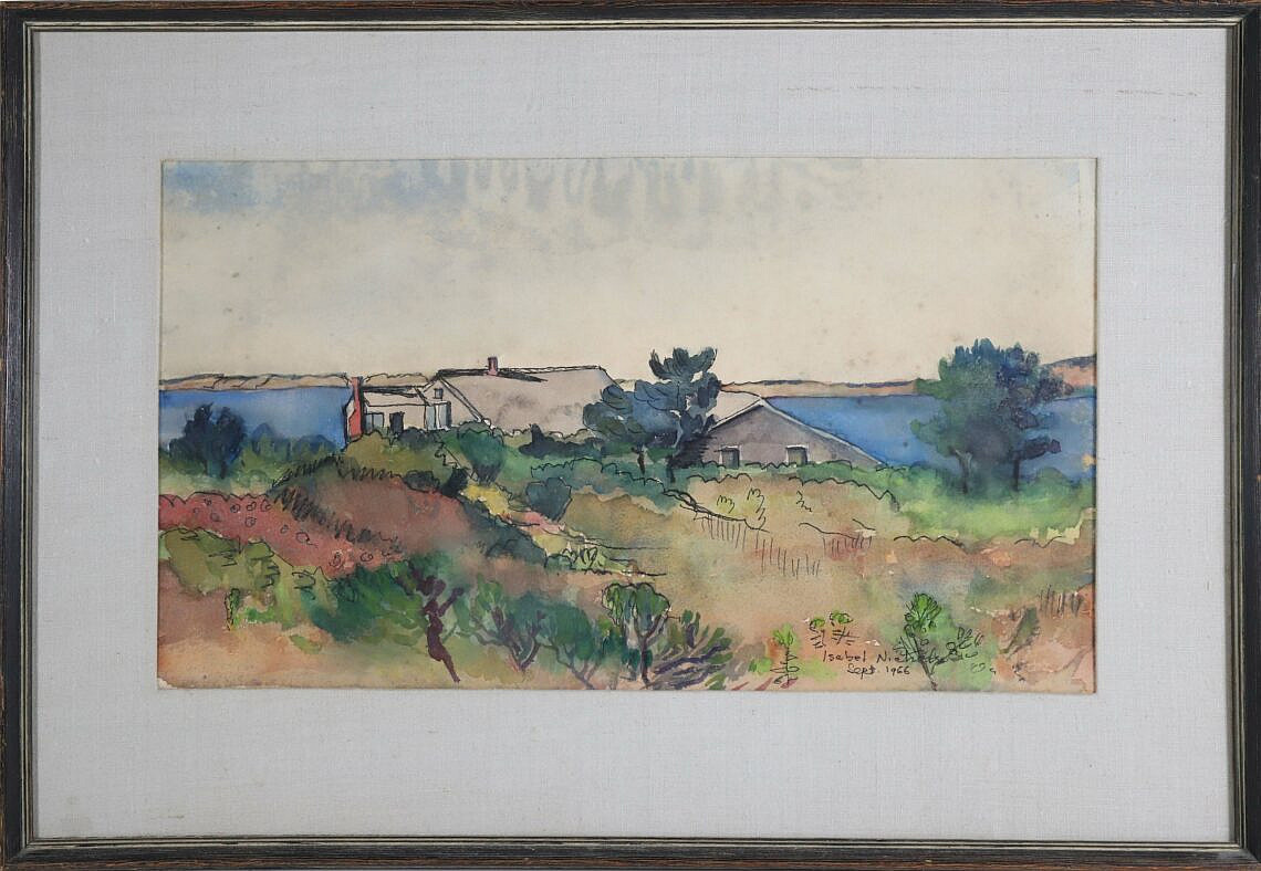 Isabel Nichols Watercolor on Paper "Nantucket Landscape", circa 1966 ...