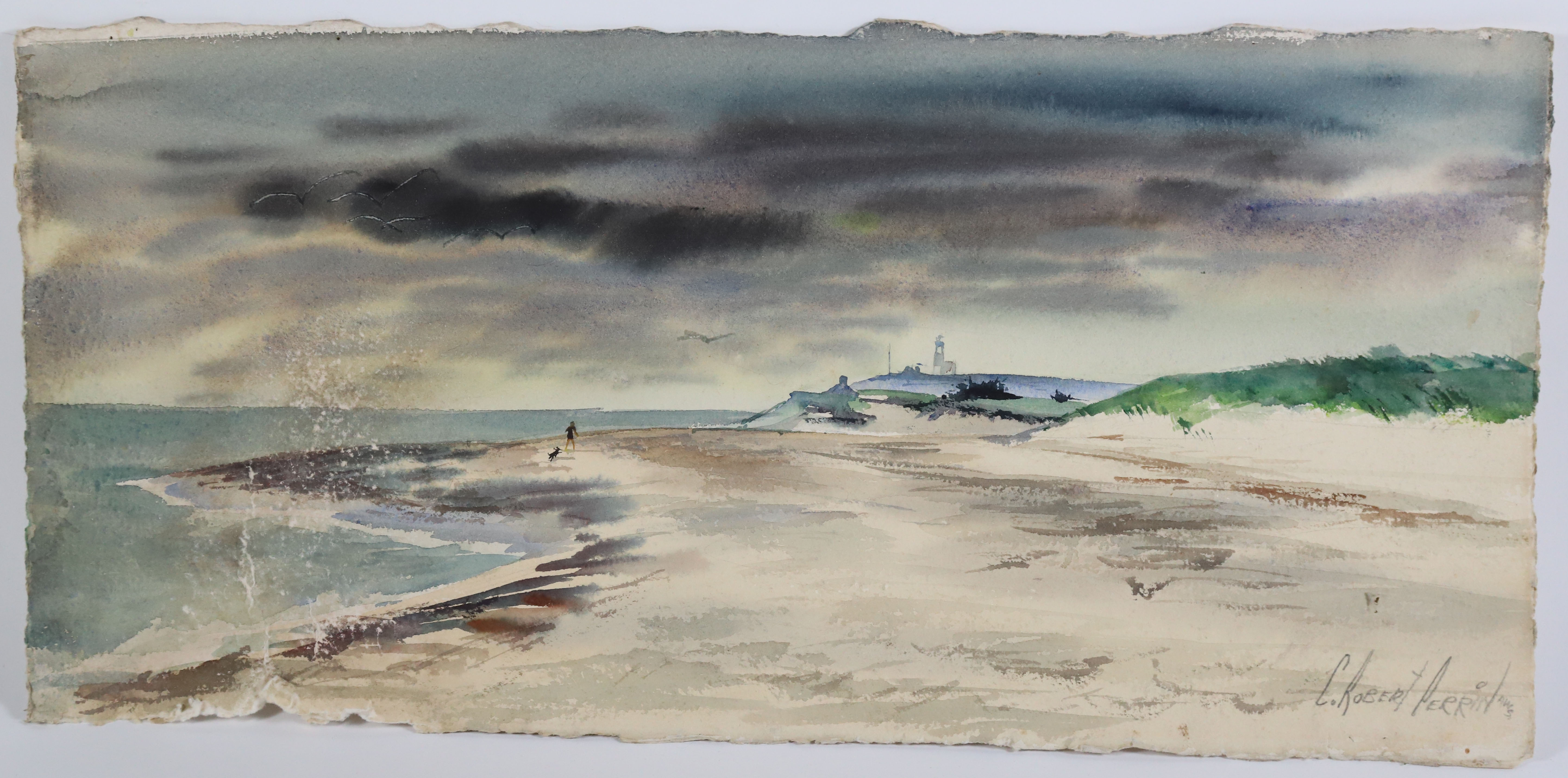 C. Robert Perrin (1915-1999) Nantucket Watercolor on Paper "View of ...