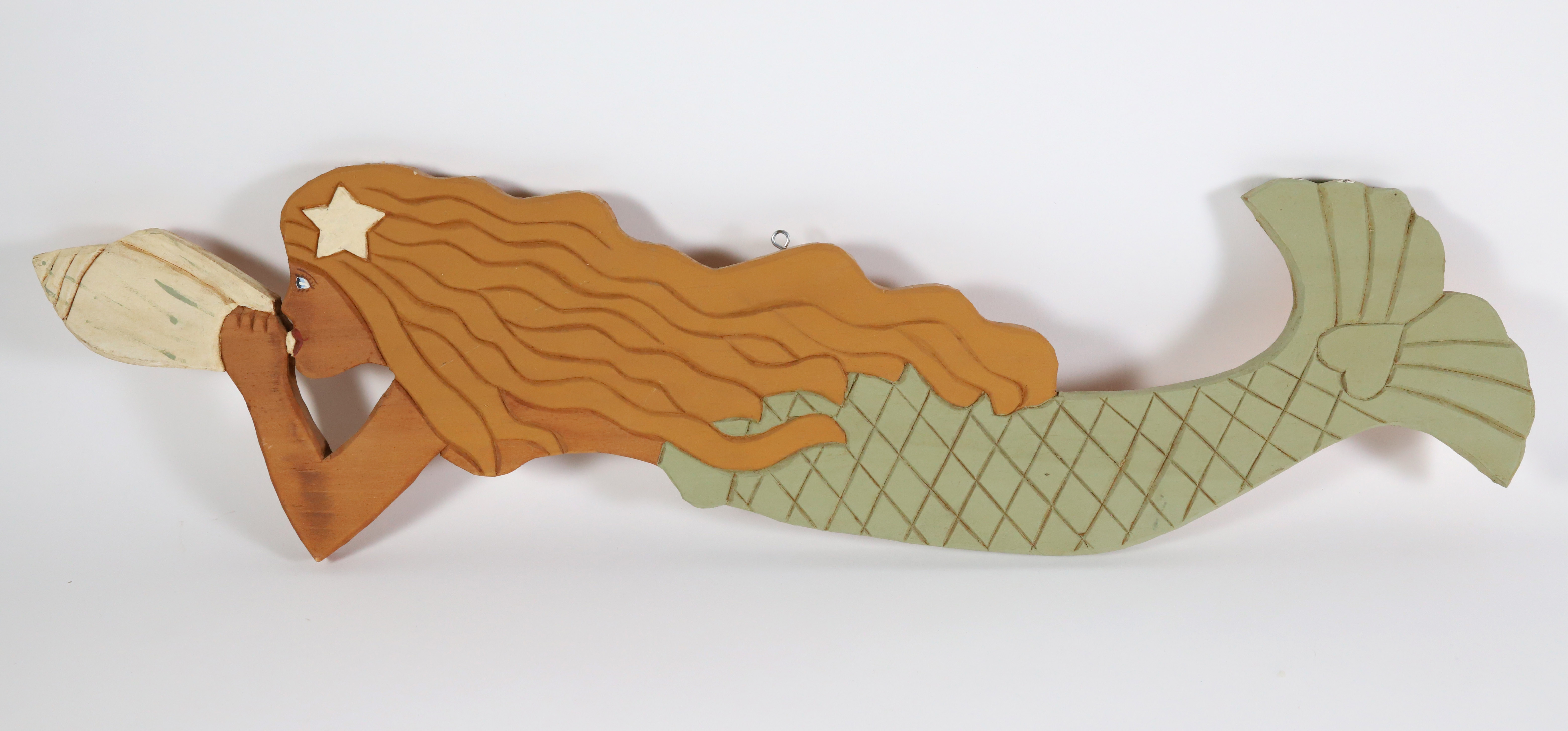 Hand Carved Nantucket Mermaid Plaque by David Small - Hand Carved ...