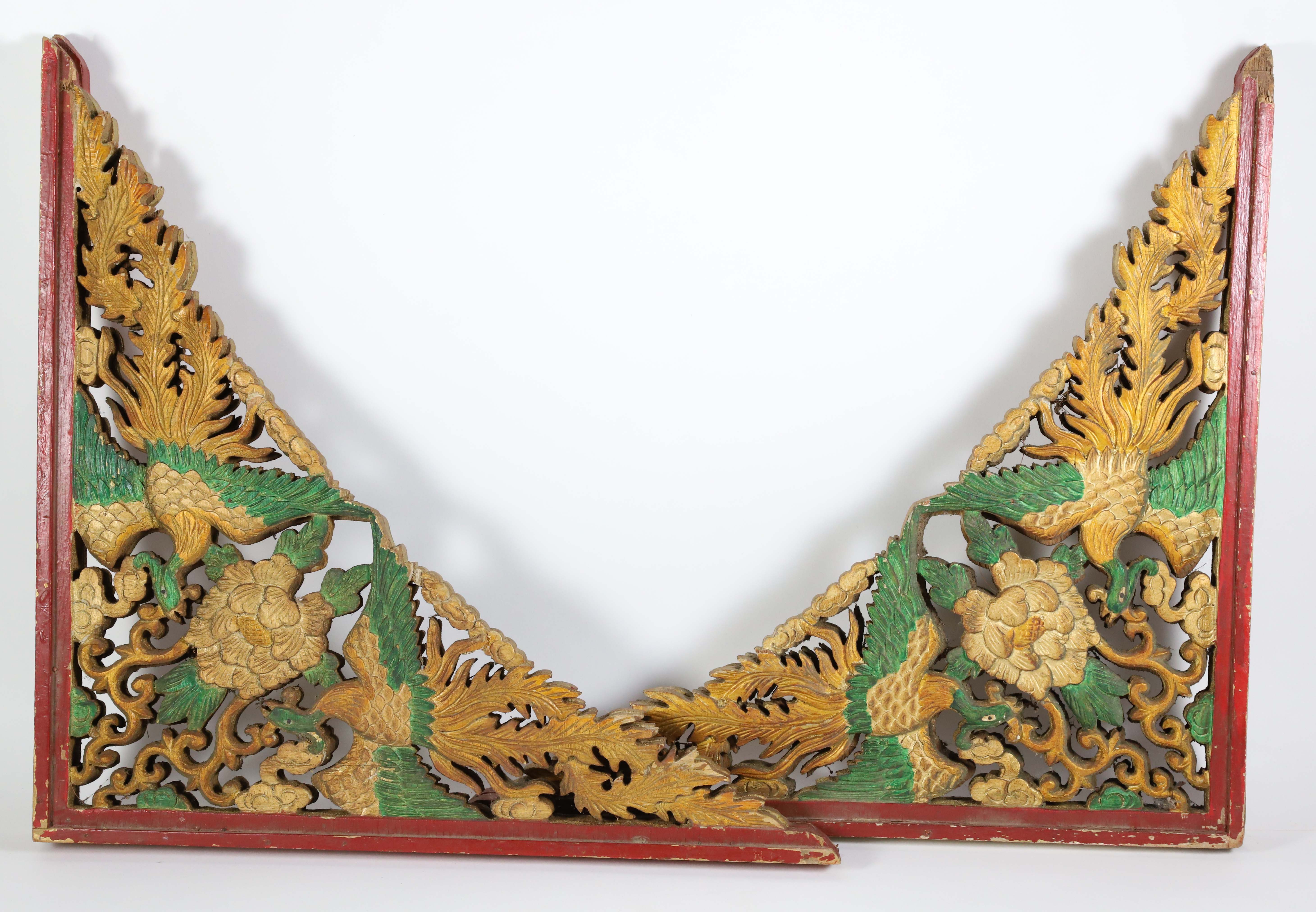 Pair of Chinese Export Carved and Polychromed Corbels circa 1920 - Pair ...