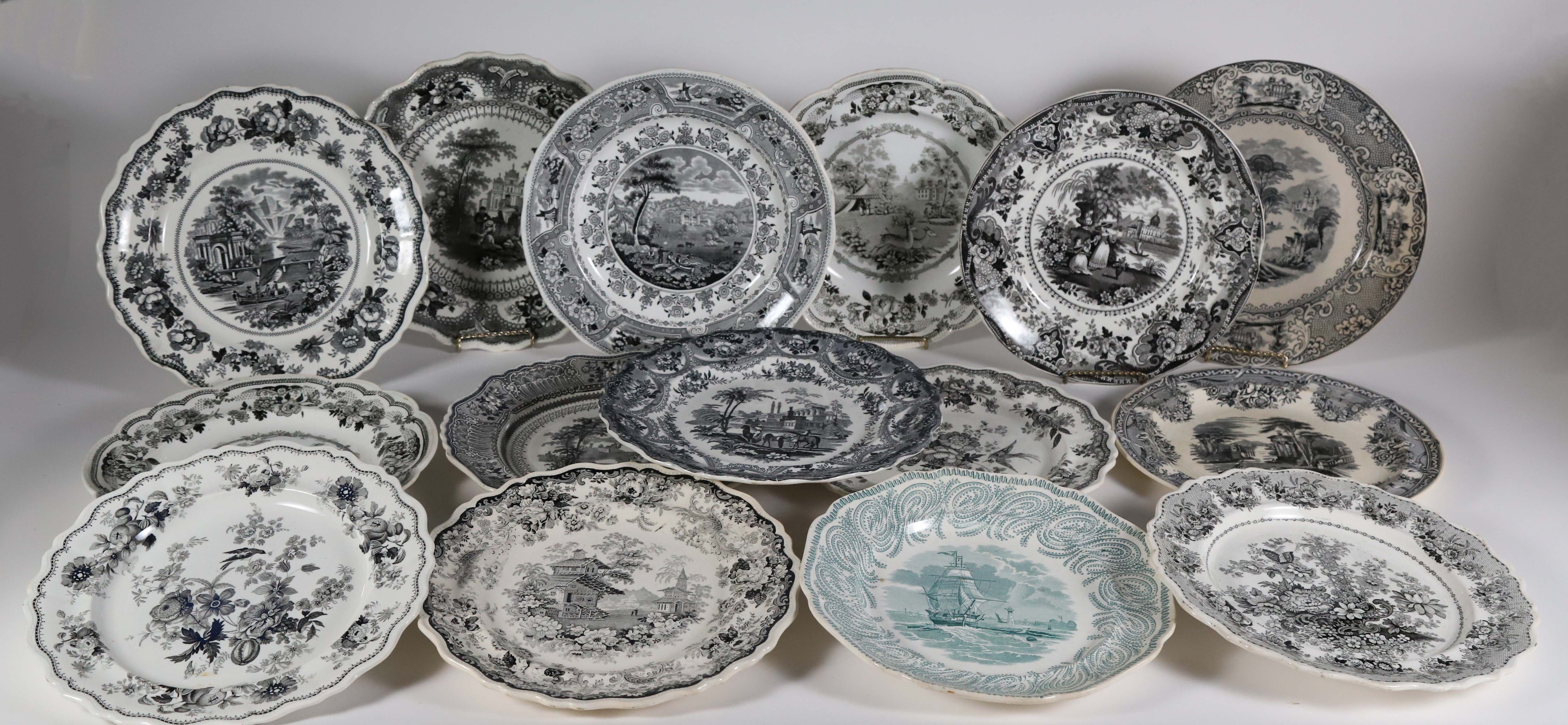 Assorted Collection of English Transferware Dinner Plates, 19th Century ...