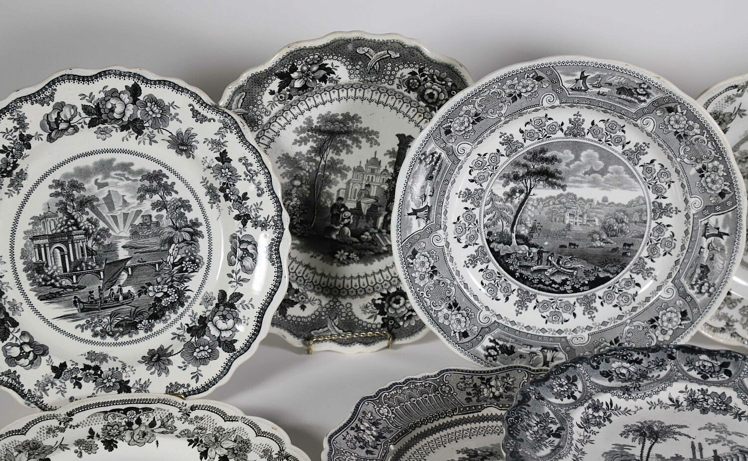 Assorted Collection of English Transferware Dinner Plates, 19th Century ...