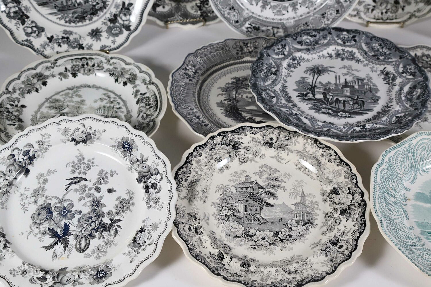Assorted Collection of English Transferware Dinner Plates, 19th Century ...