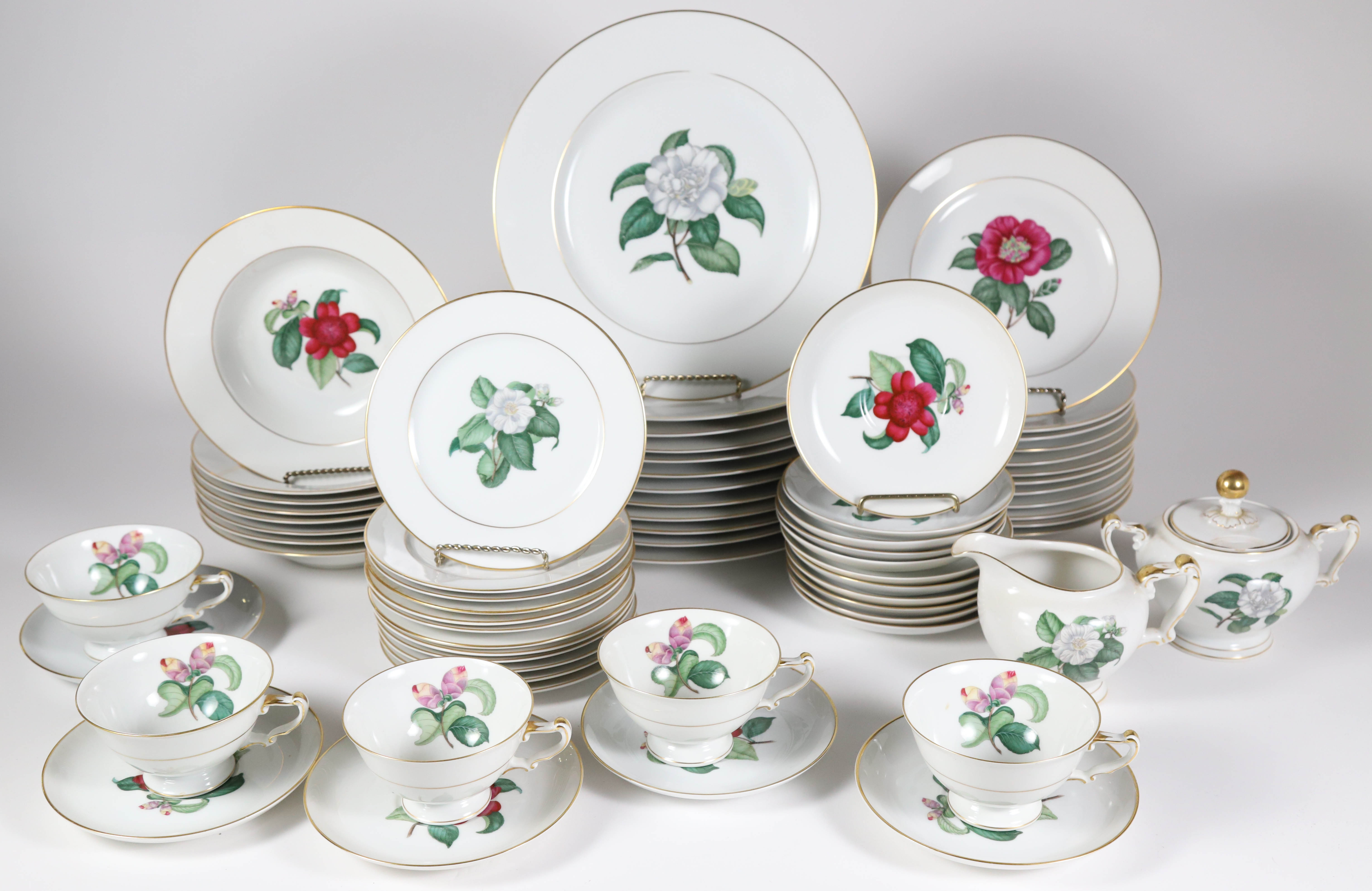 H. & Co. Selb Bavaria Germany Dinner Service in the Camellia Japonica ...