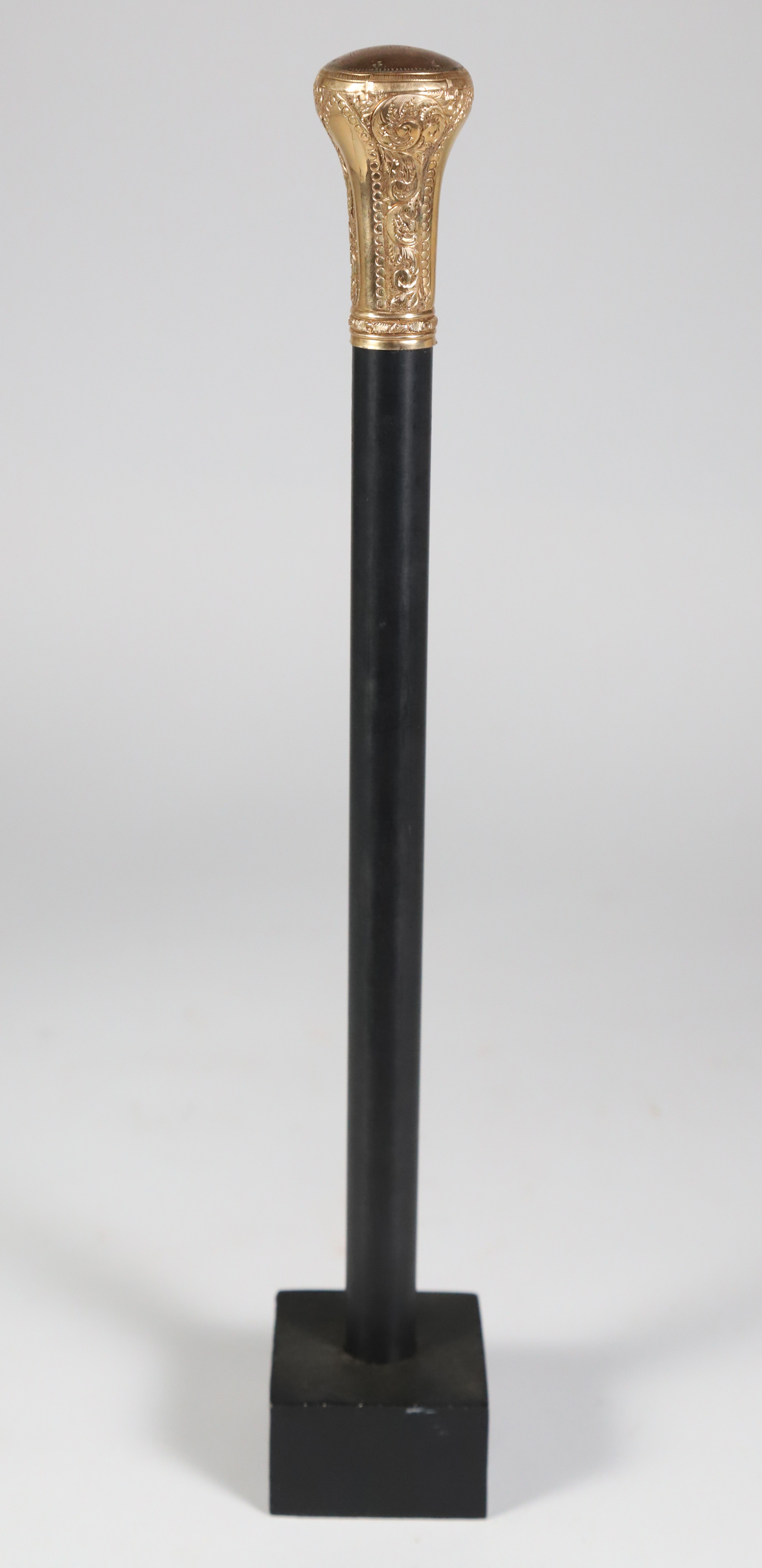 Repousse Gold Cane Fragment 1883 Mounted in a Block of Wood - Repousse ...