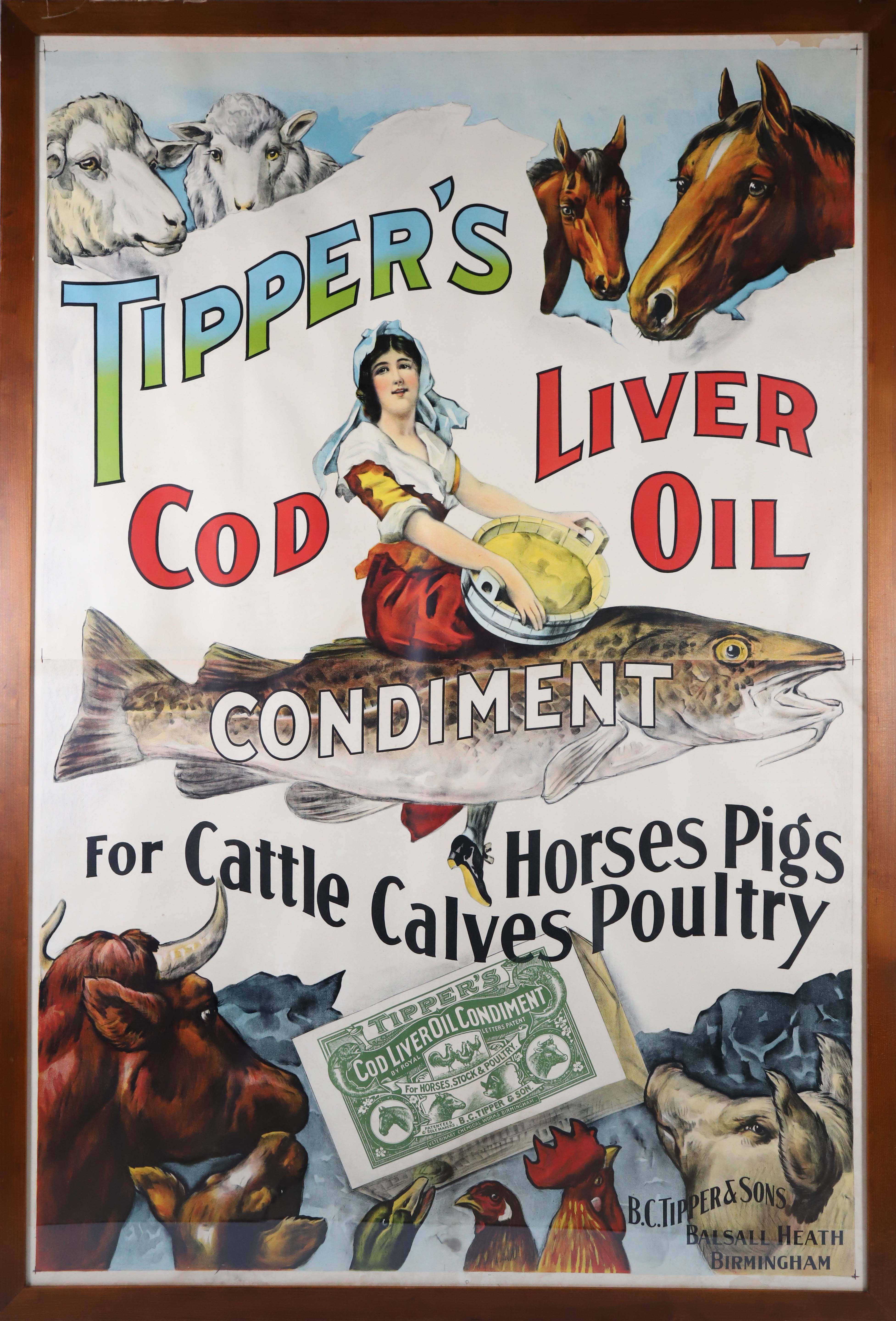 Vintage Tipper's Cod Liver Oil Framed Lithograph Poster - Vintage ...