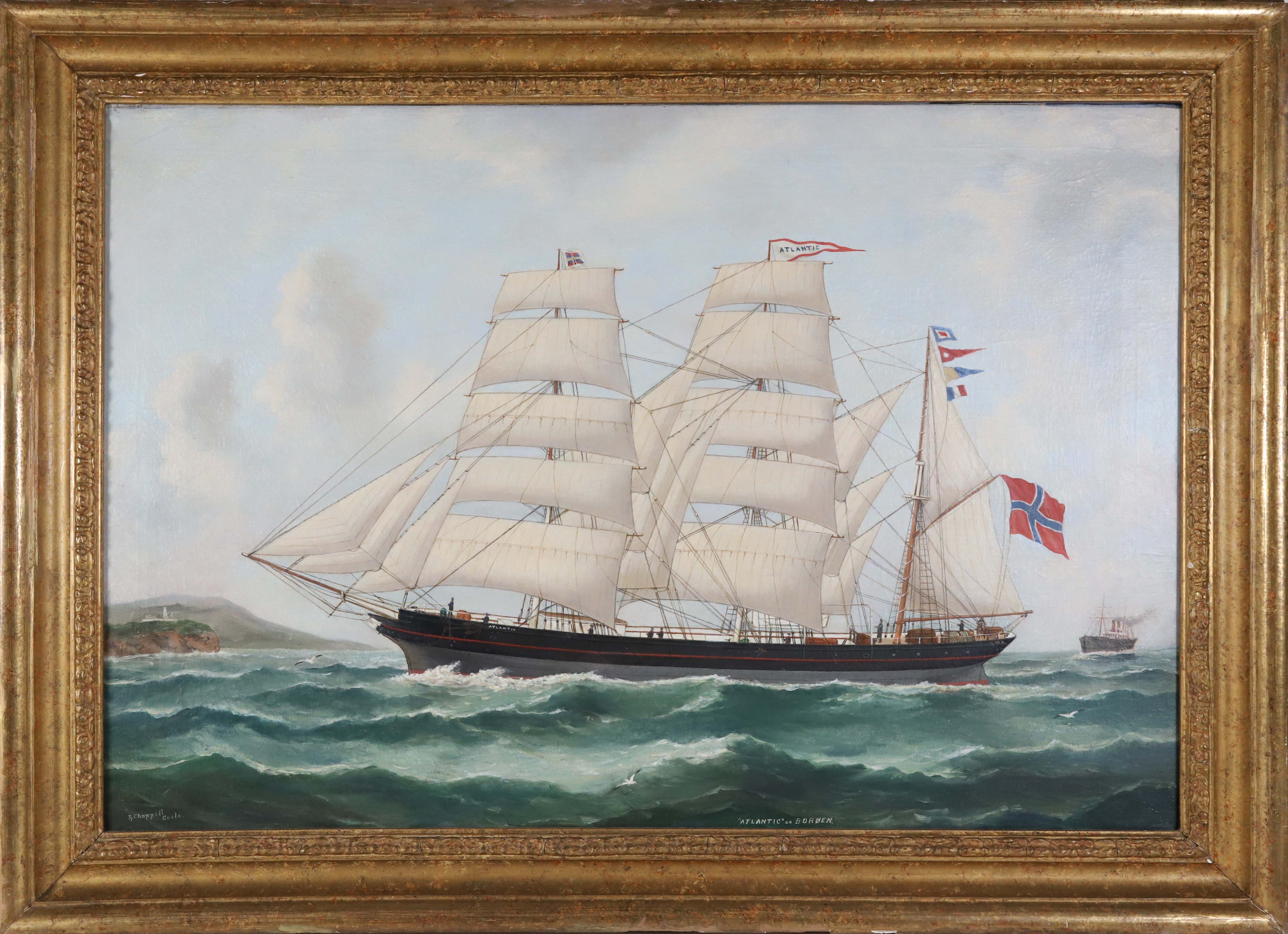 Oil on Canvas "Portrait of the Two-Masted Schooner Atlantic of Borden ...
