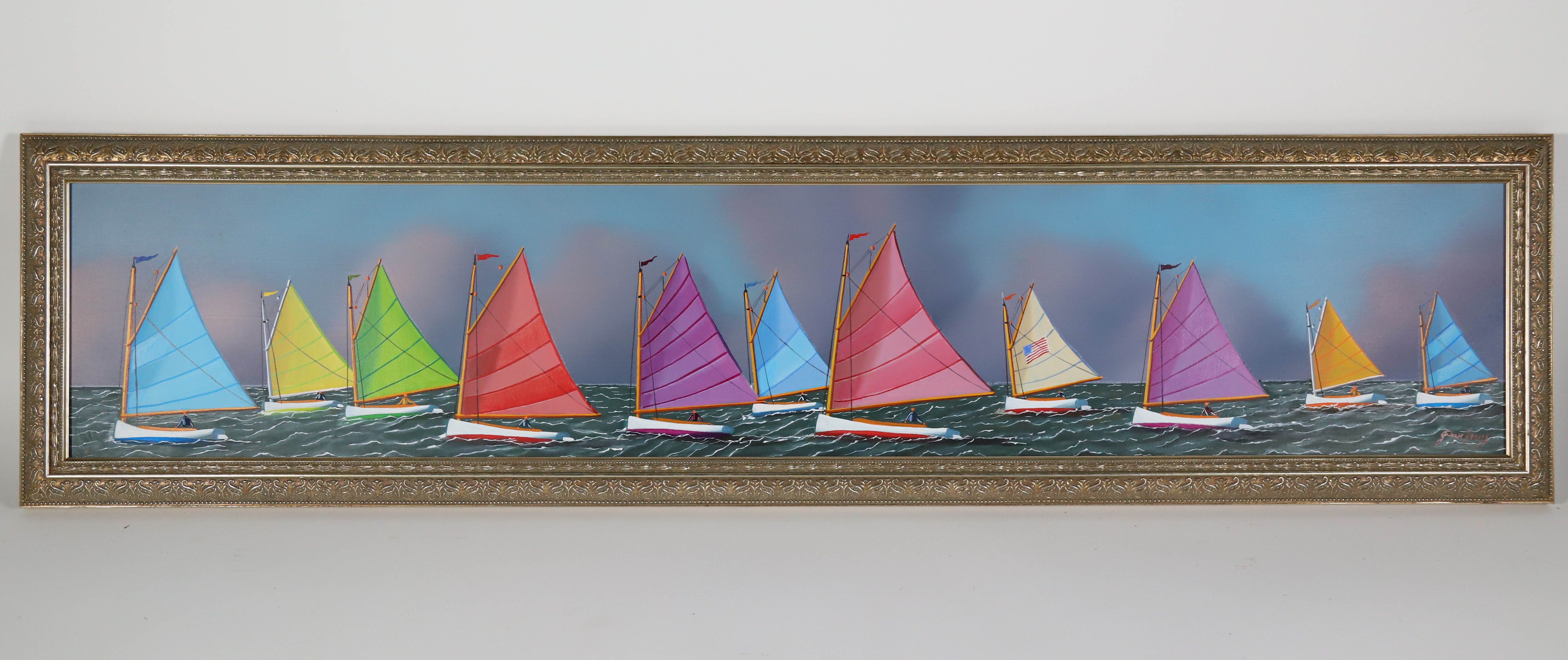 Jerome Howes Oil on Artist Board "The Nantucket Rainbow Fleet" - Jerome ...