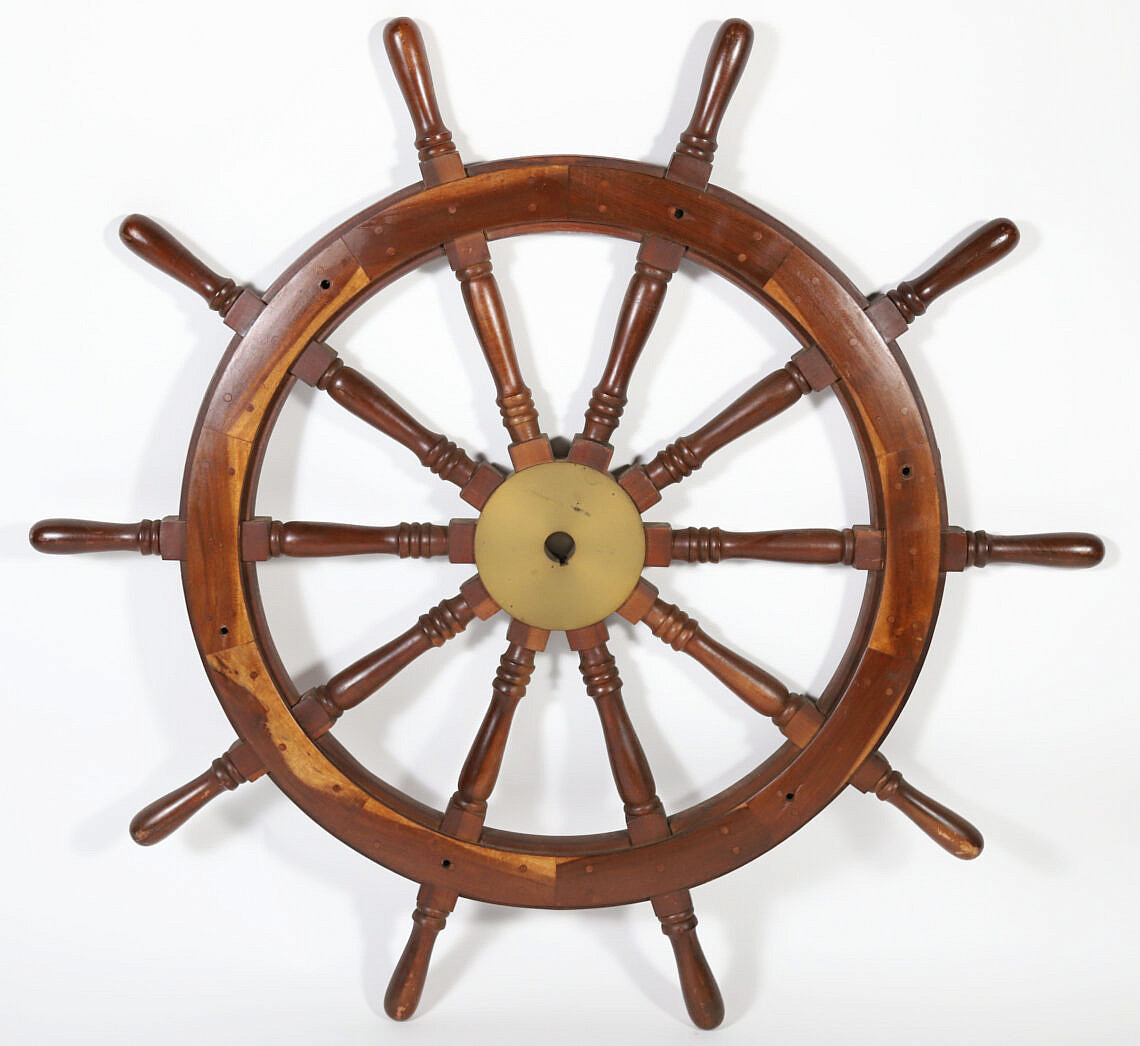 Mahogany Ten-Spoke Ship's Wheel 19th Century - Mahogany Ten-Spoke Ship ...