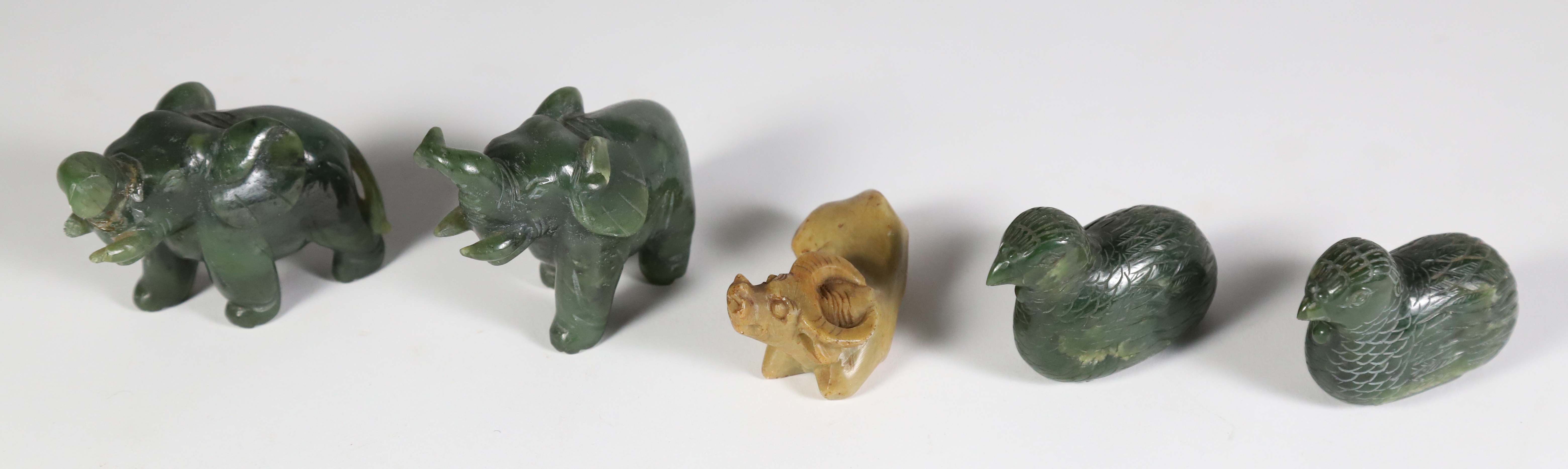 Group of 5 Vintage Carved Hardstone Animals - Group of 5 Vintage Asian ...