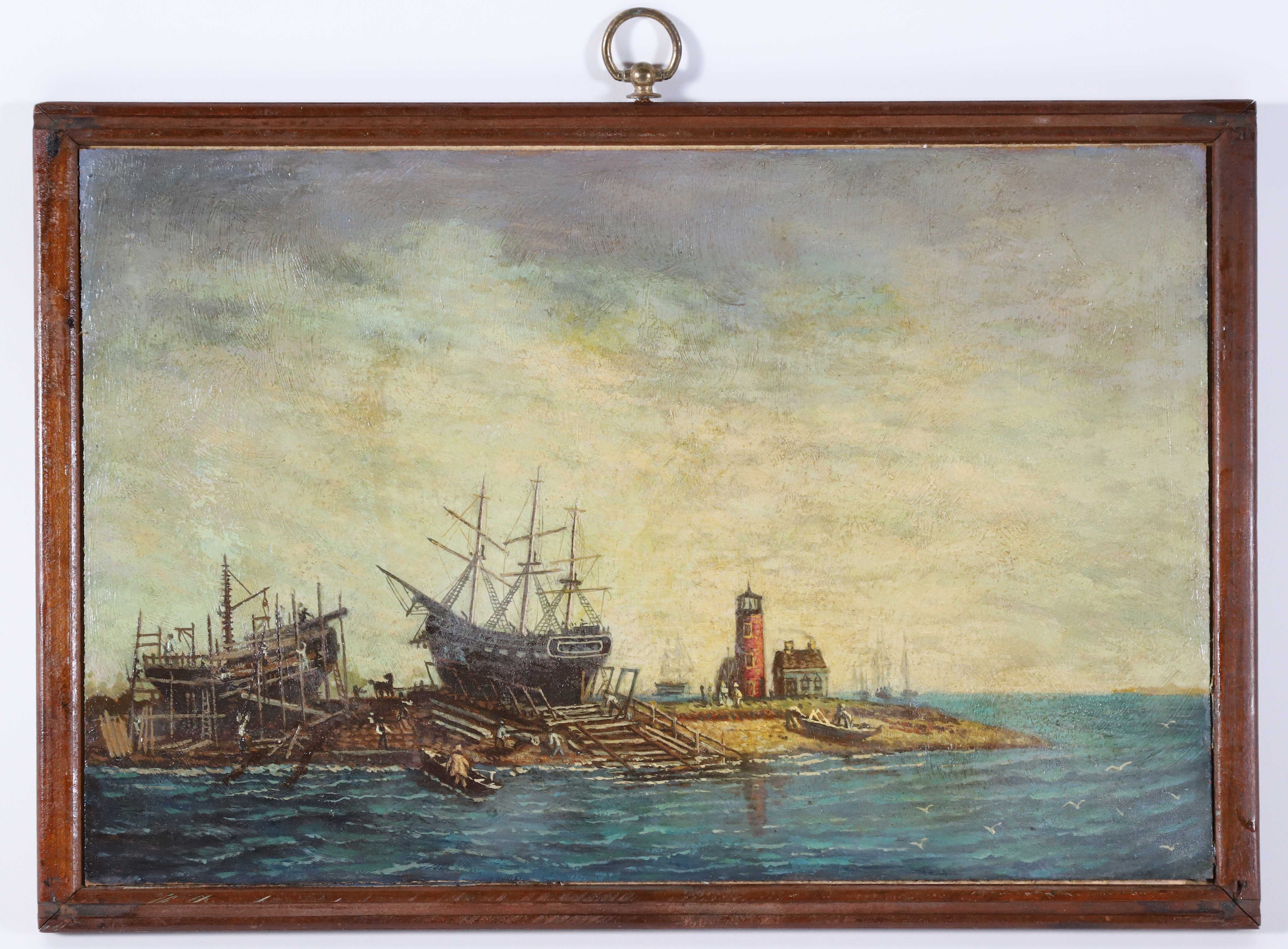 Rare Oil on Artist Board Painting Barques at Brant Point Nantucket ...