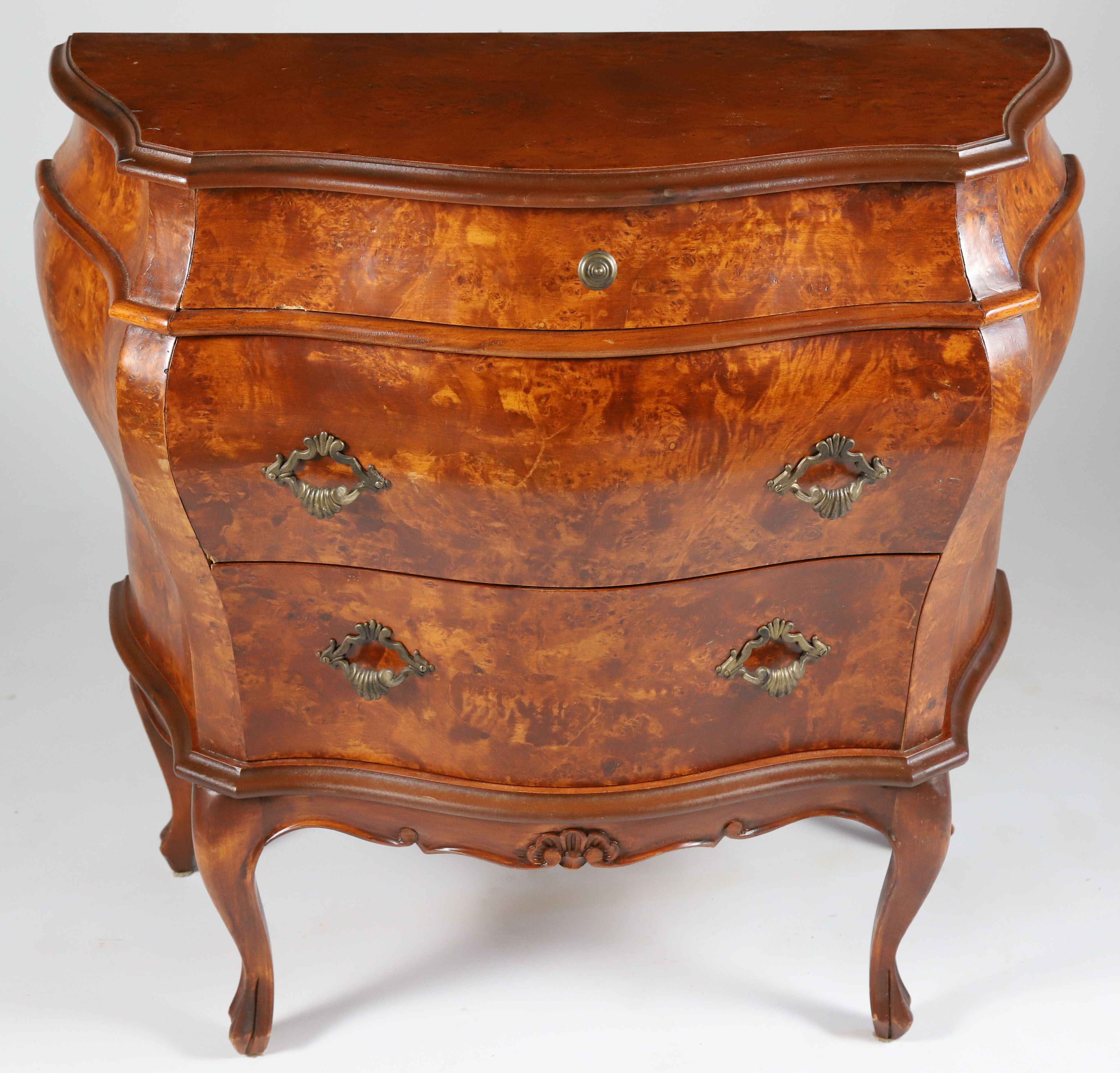 Contemporary Burlwood Three Drawer Petite Bombay Chest - Contemporary ...