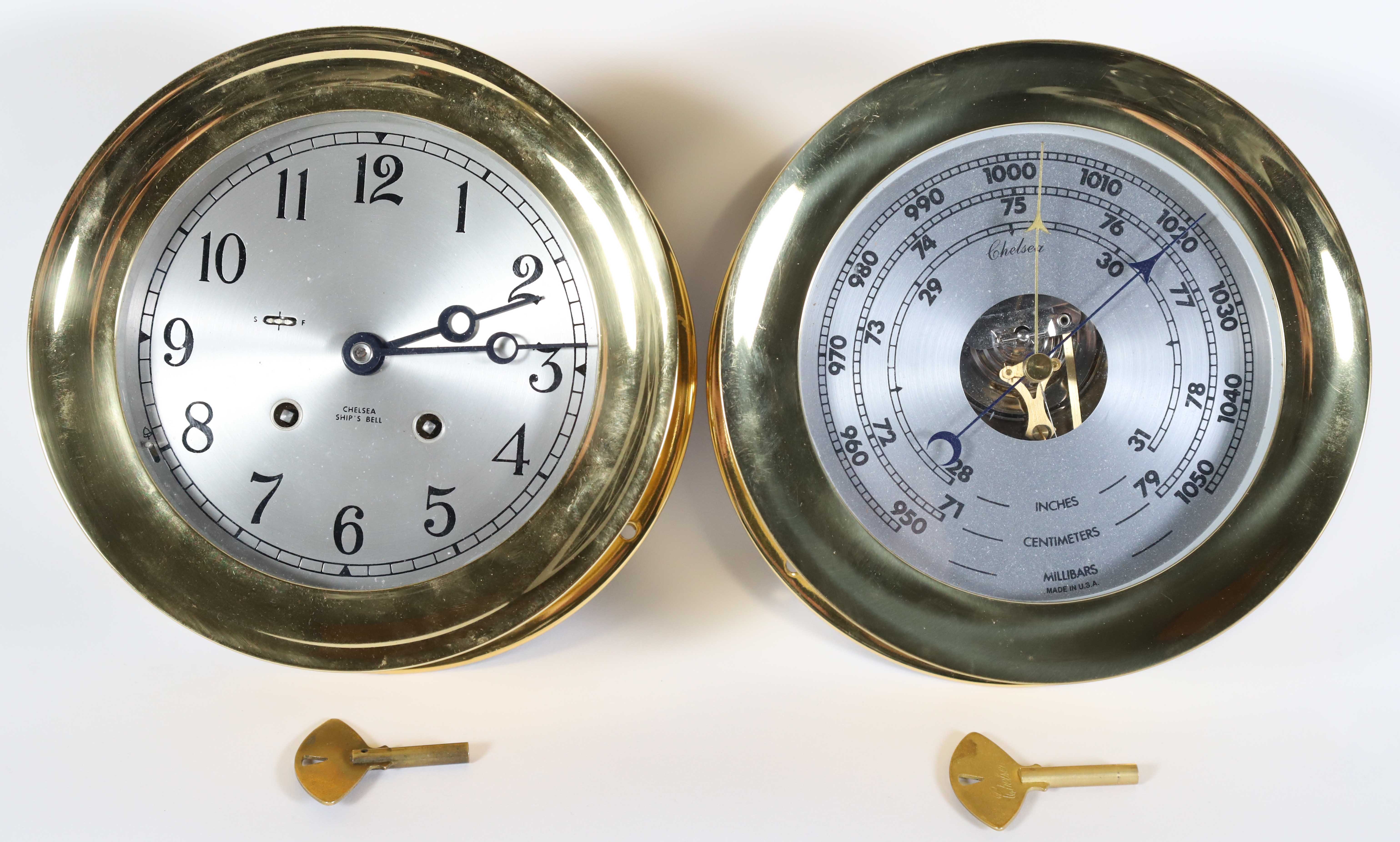 Fine Chelsea 6-Inch Ship's Bell Brass Clock and Barometer - Rafael ...