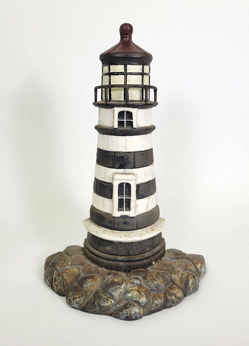 Vintage Cast Iron Black & White Stripe Lighthouse Doorstop - Vintage ...