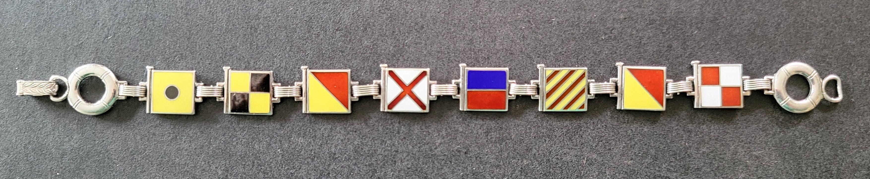 Vintage Sterling Silver & Enamel Nautical Signal Flags Sweetheart ...