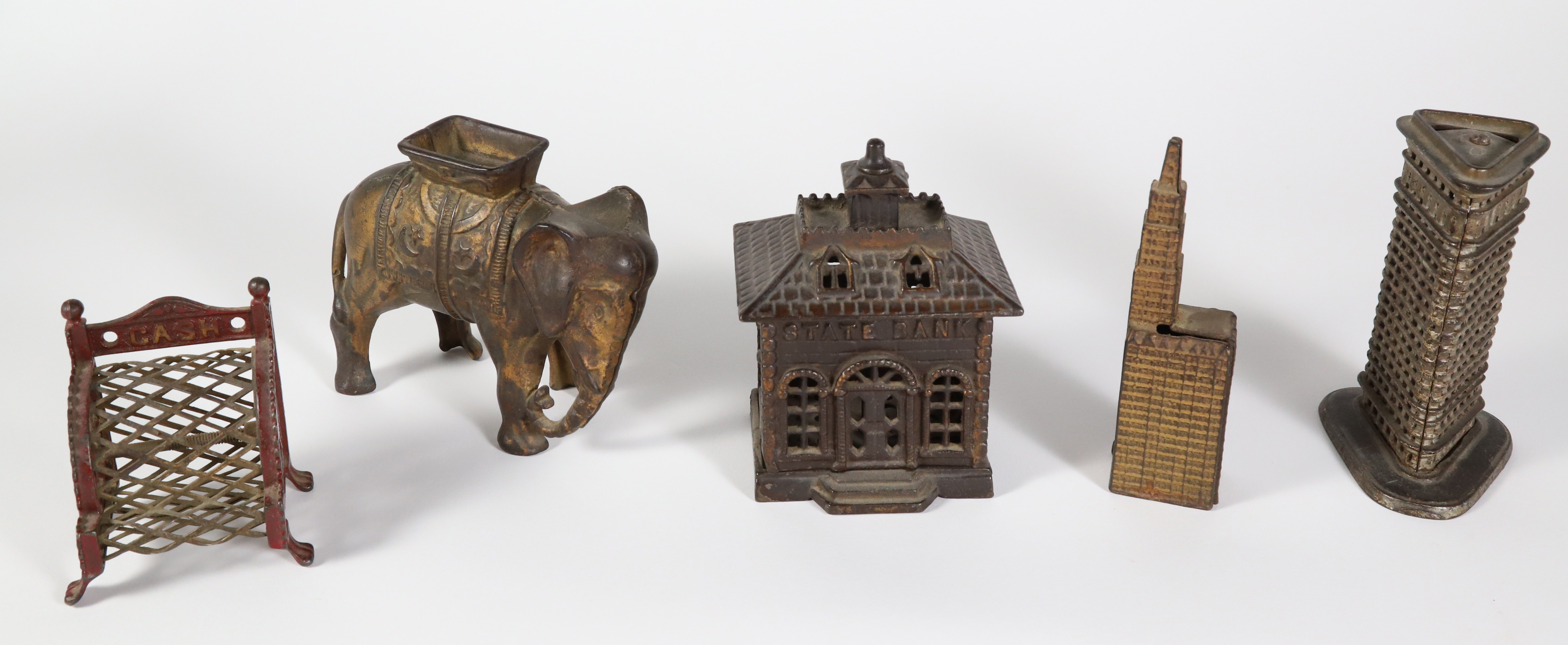Collection of Five American Cast Iron Still Banks 19th Century ...