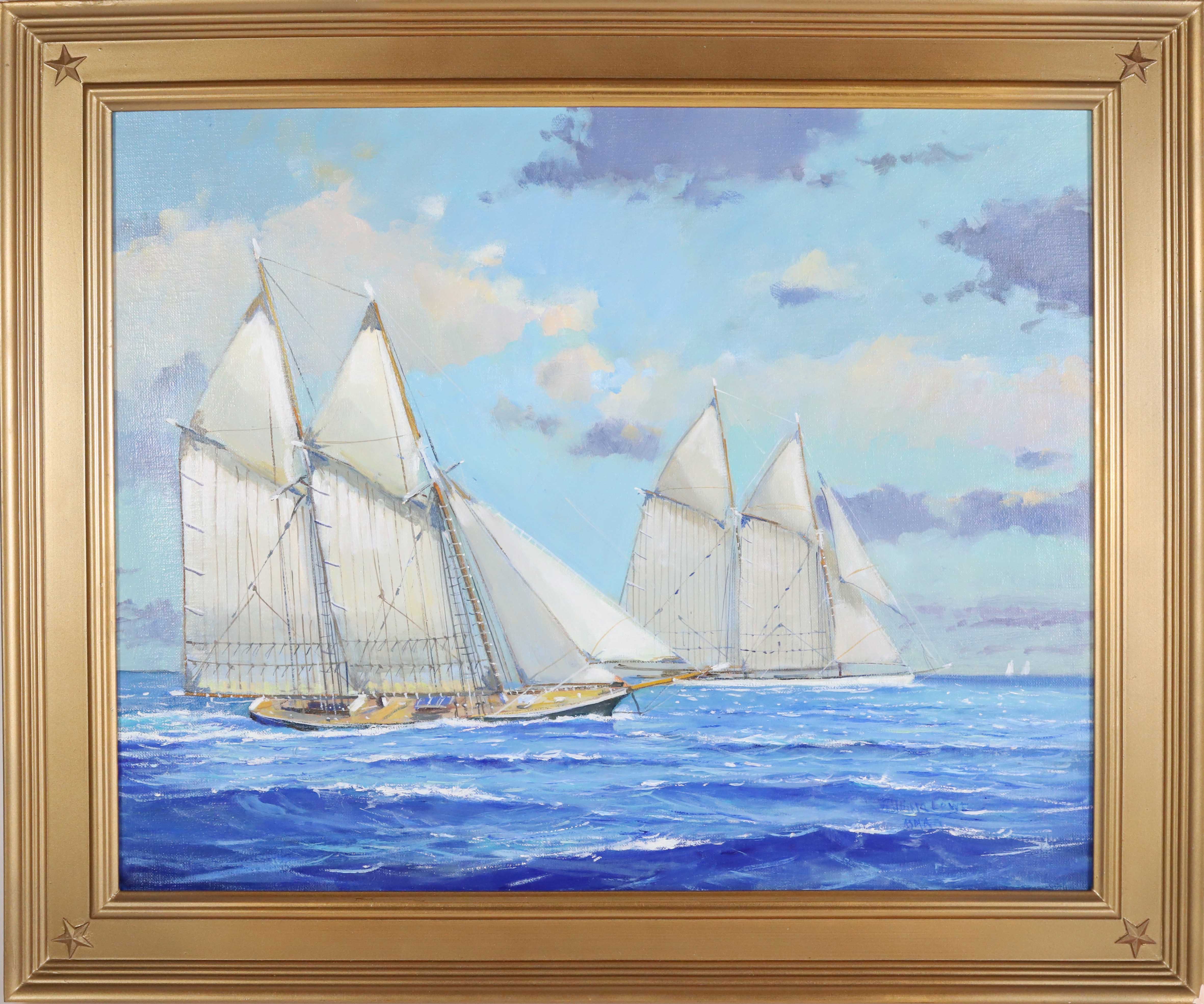 William Lowe Oil on Canvas "Schooners at Sea" - William Lowe Oil on ...