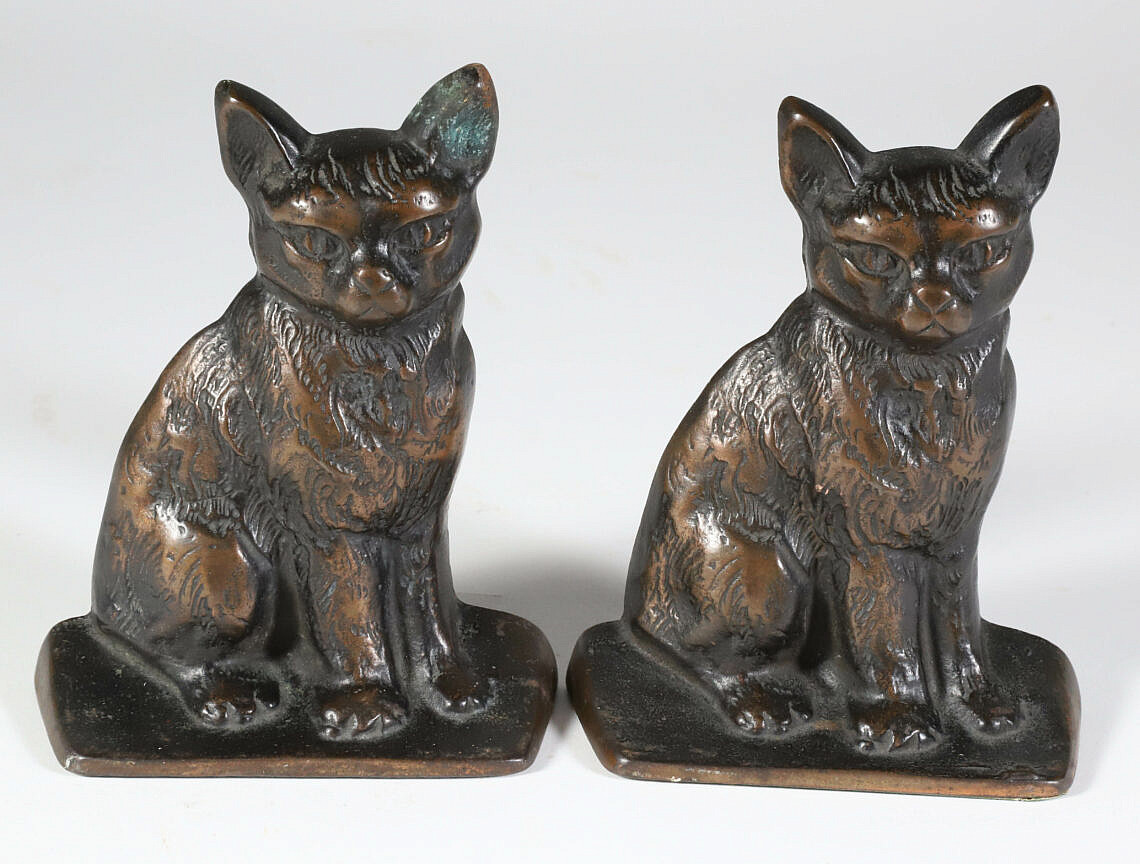 Vintage Cast Iron Seated Cat Bookends Circa 1920 - Vintage Cast Iron ...