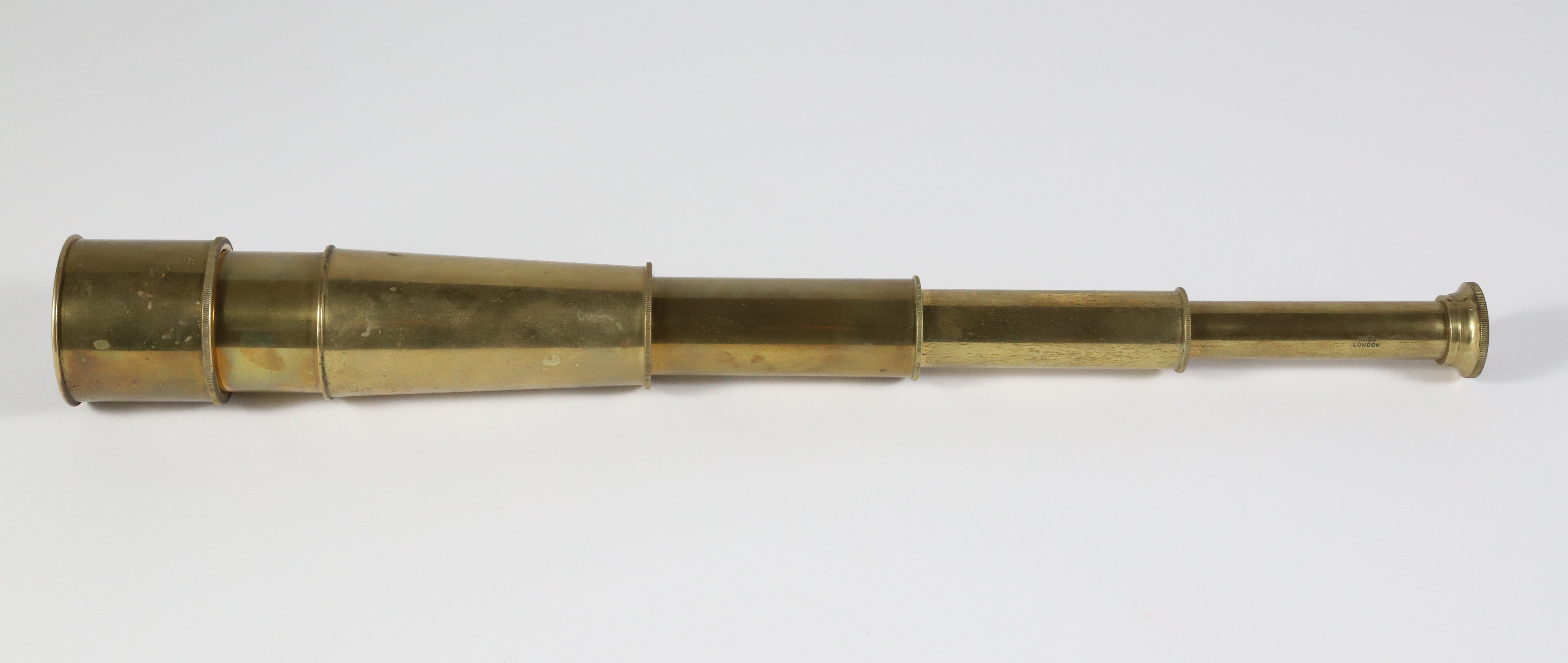 Antique Brass Three Draw Monocular Spyglass Telescope with Makers Mark ...