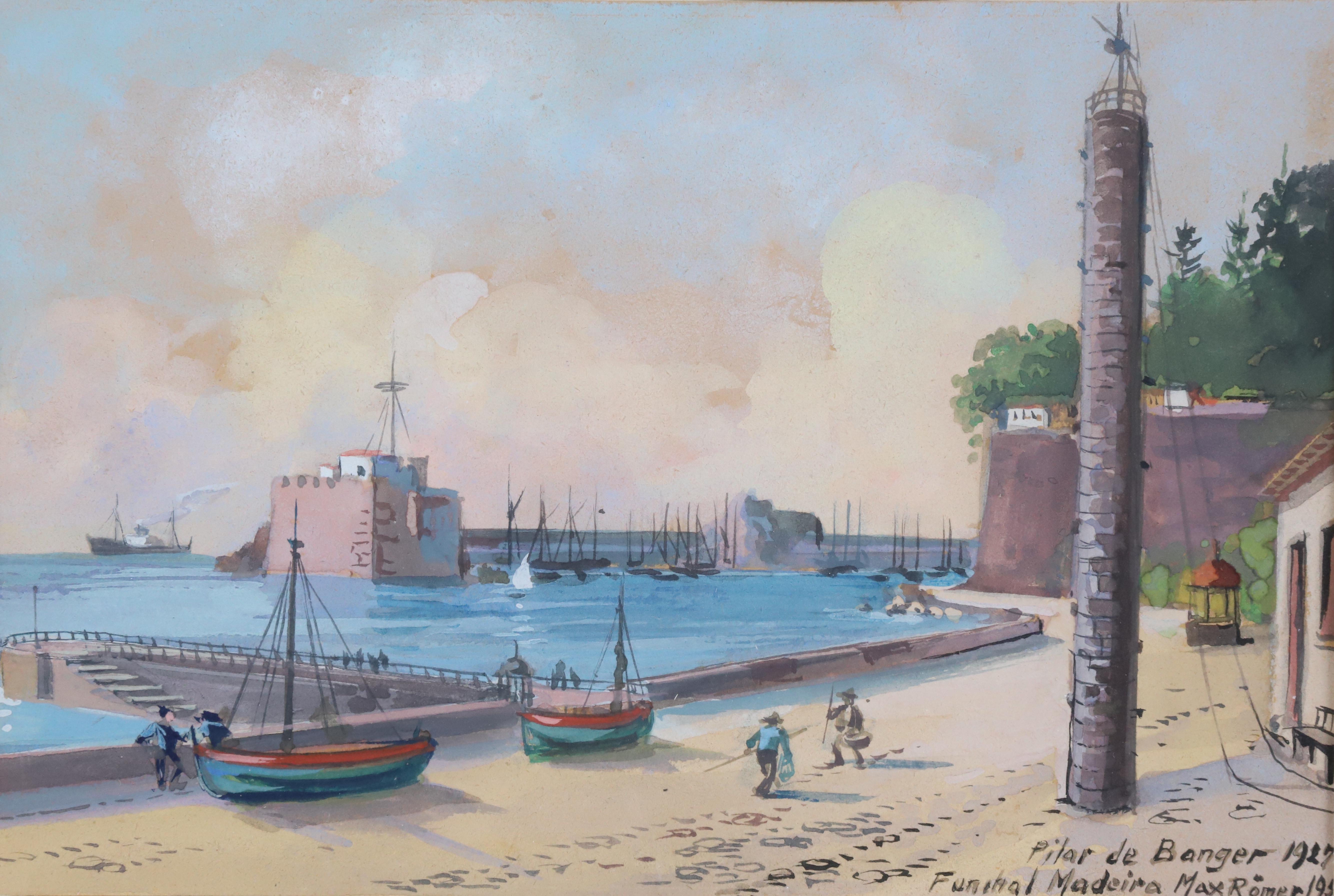 Max Romer (Portugal 1878-1960) Watercolor on Paper "Pilar De Banger ...
