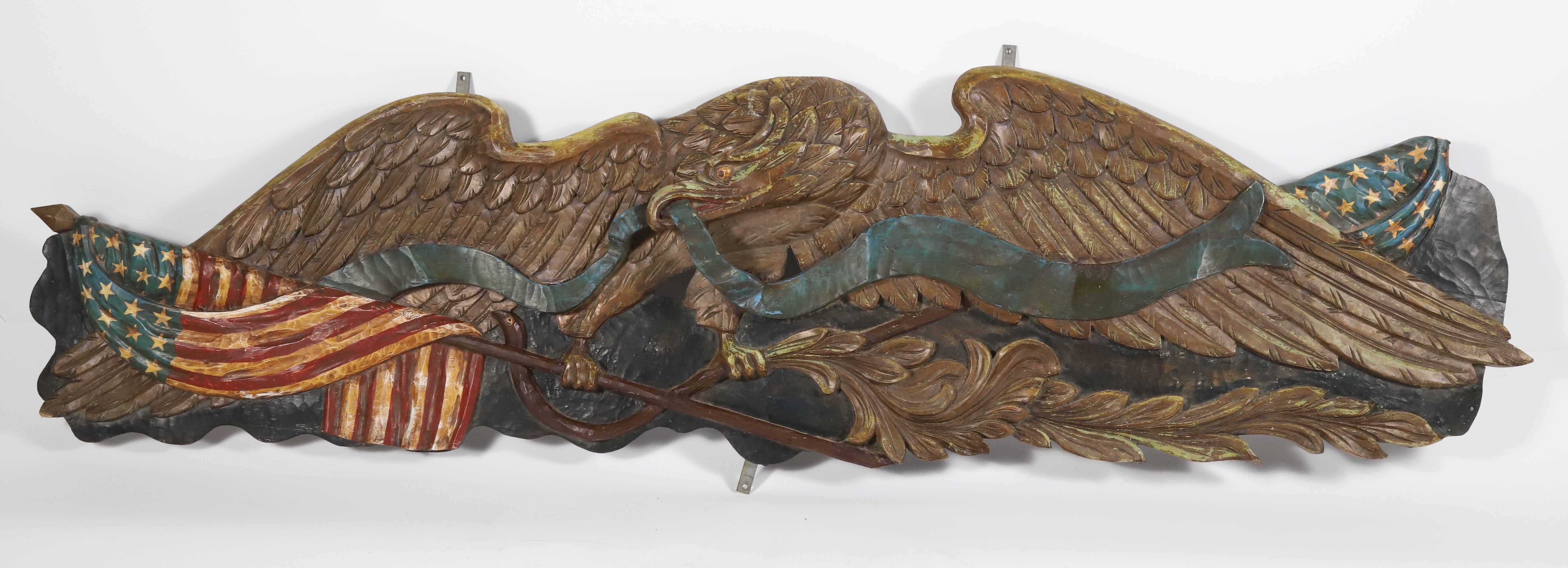 Large Vintage Carved and Painted American Eagle Patriotic Over Door ...