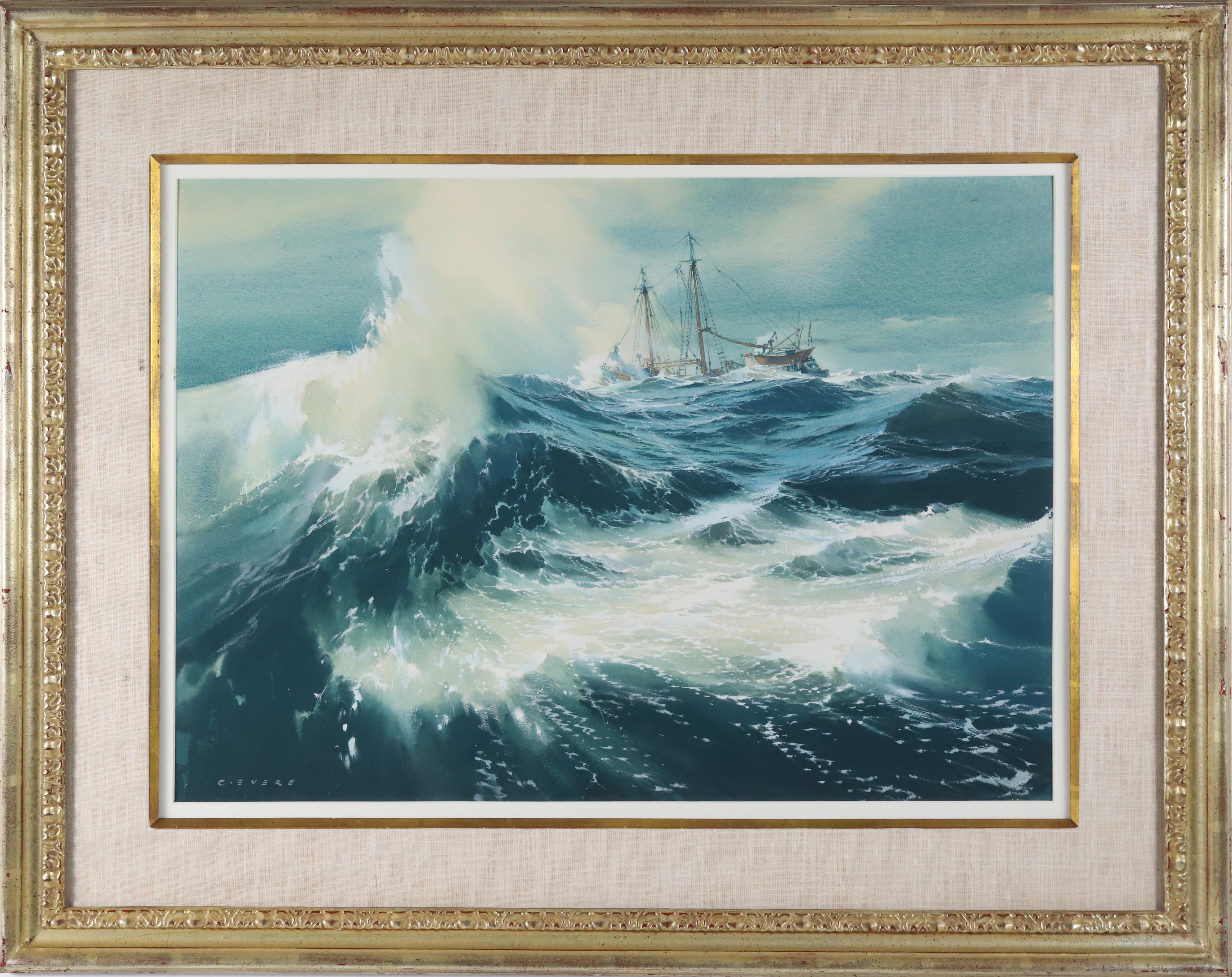 Carl Evers (American 1907-2000) Watercolor and Gouache "Eastern Rigged ...
