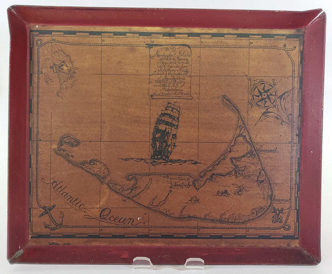 Vintage Nantucket Map Tole Tray - Vintage Nantucket Map Tole Tray ...